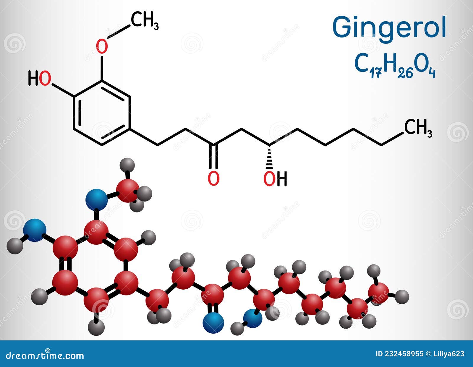 Gingerol Molecule. it is Phenol Phytochemical Compound, Antineoplastic ...