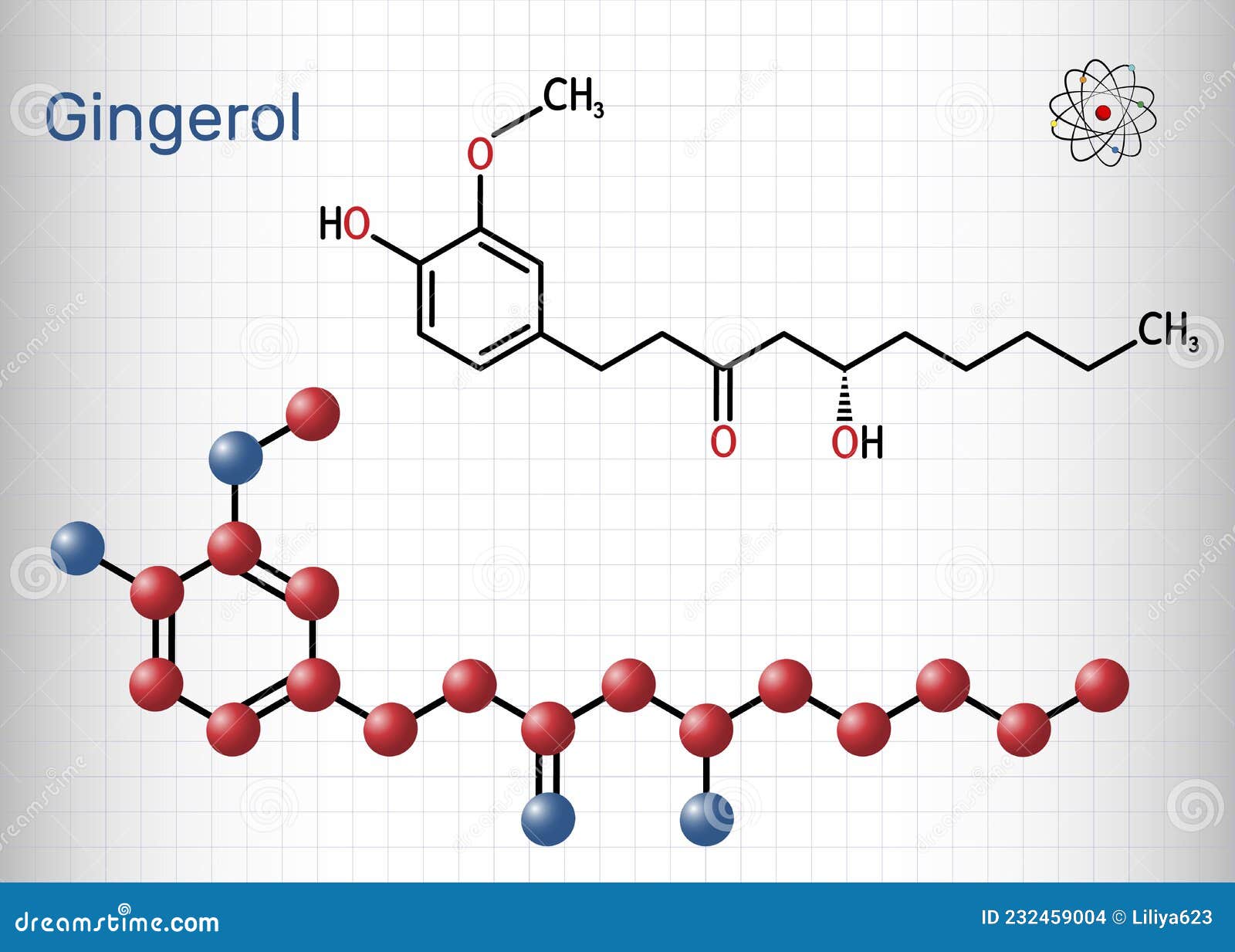 Gingerol Molecule, Molecular Structures, Phenolic Phytochemical ...