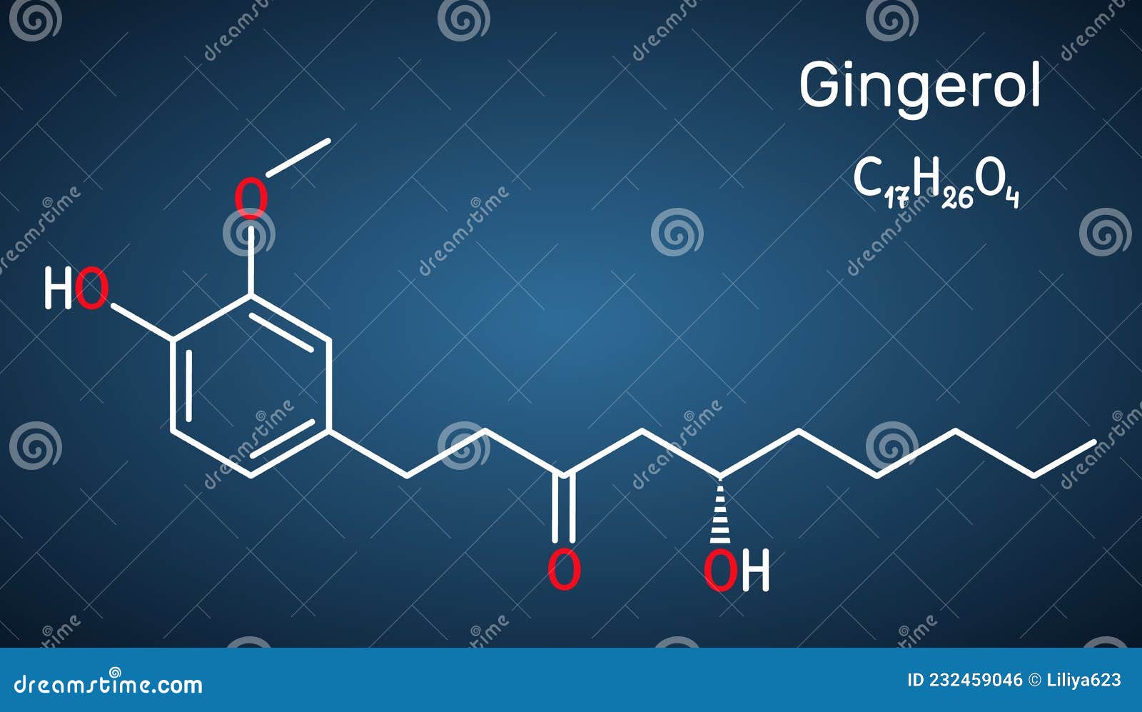 Gingerol Molecule. it is Phenol Phytochemical Compound, Antineoplastic ...