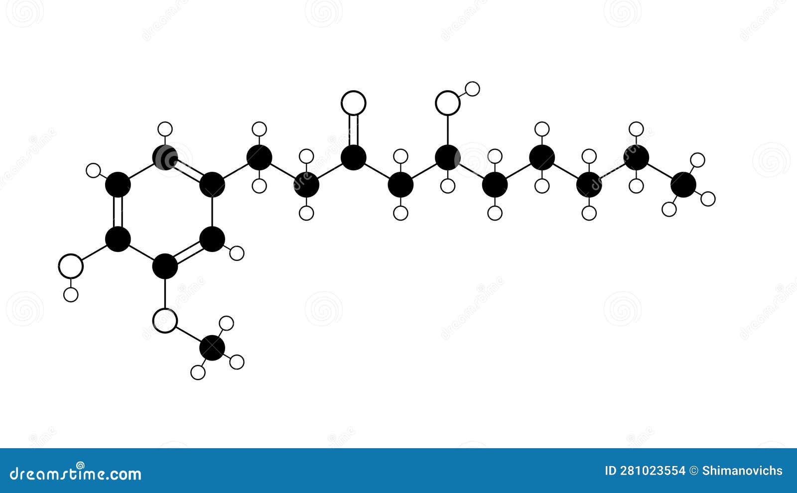 Gingerol Molecule, Structural Chemical Formula, Ball-and-stick Model ...