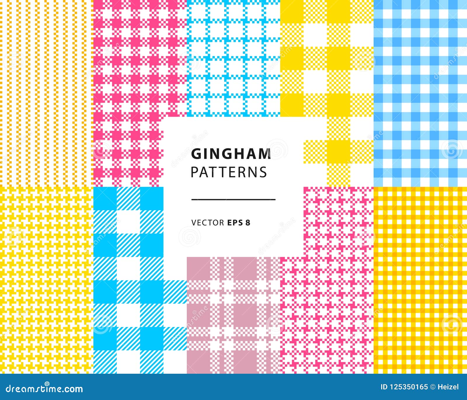 Gingham Seamless Patterns Set Stock Vector - Illustration of geometry ...