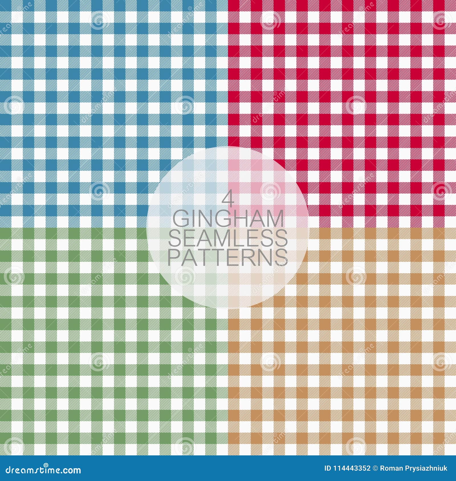 Gingham Seamless Patterns Set. Tablecloths Texture, Plaid Background ...