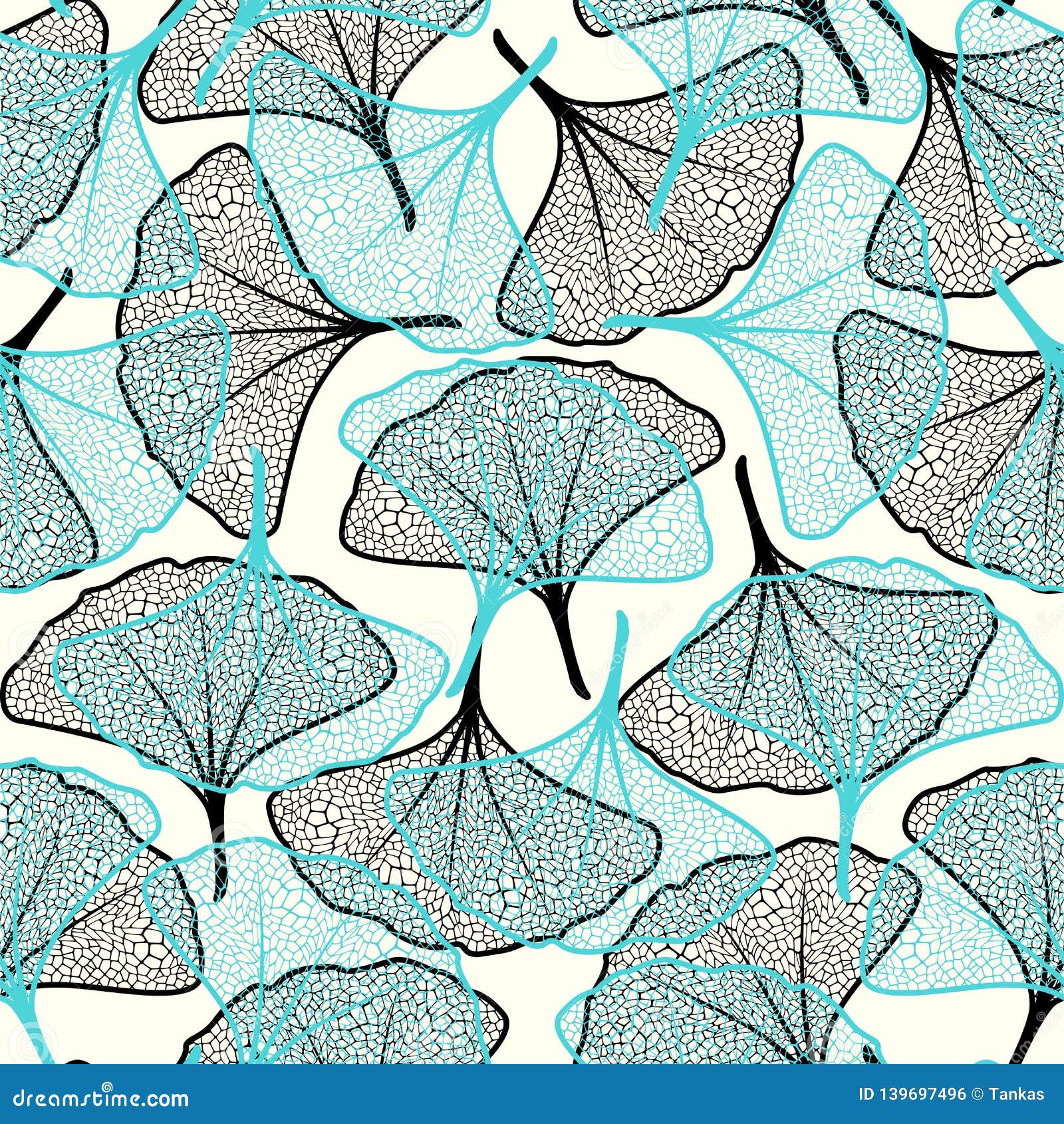 Gingko Biloba Leaves Vector Background Seamless Pattern. Stock Vector ...
