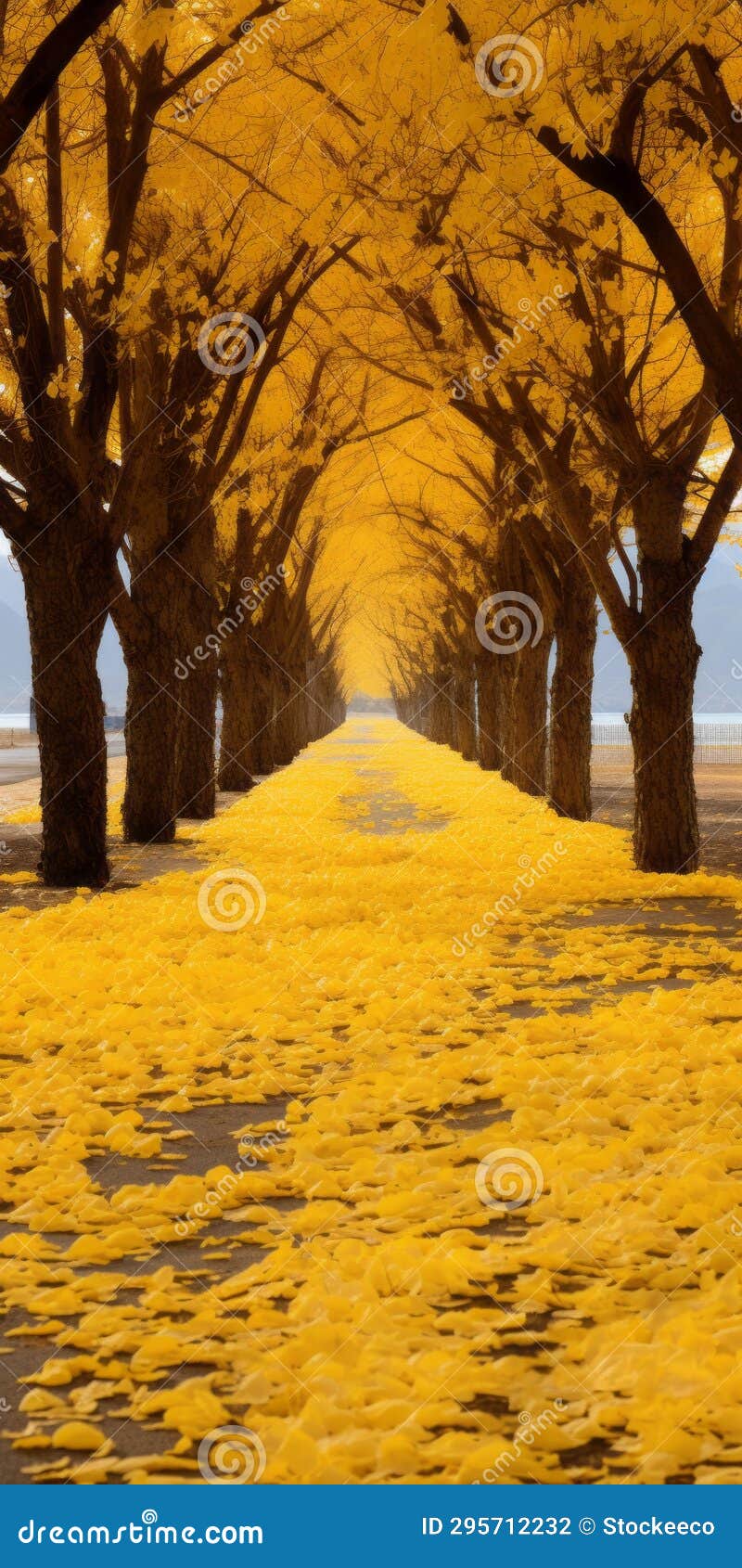 Vibrant Yellow Tree-lined Path: a Captivating Impressionist Landscape ...