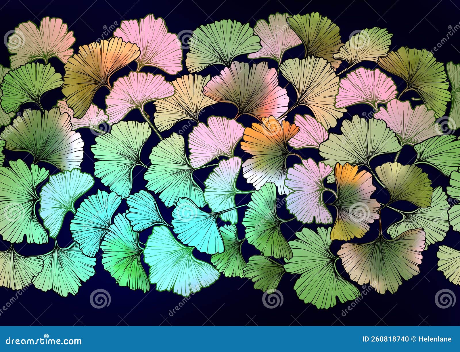 Ginkgo Biloba Leaves. Seamless Pattern, Background Stock Vector ...