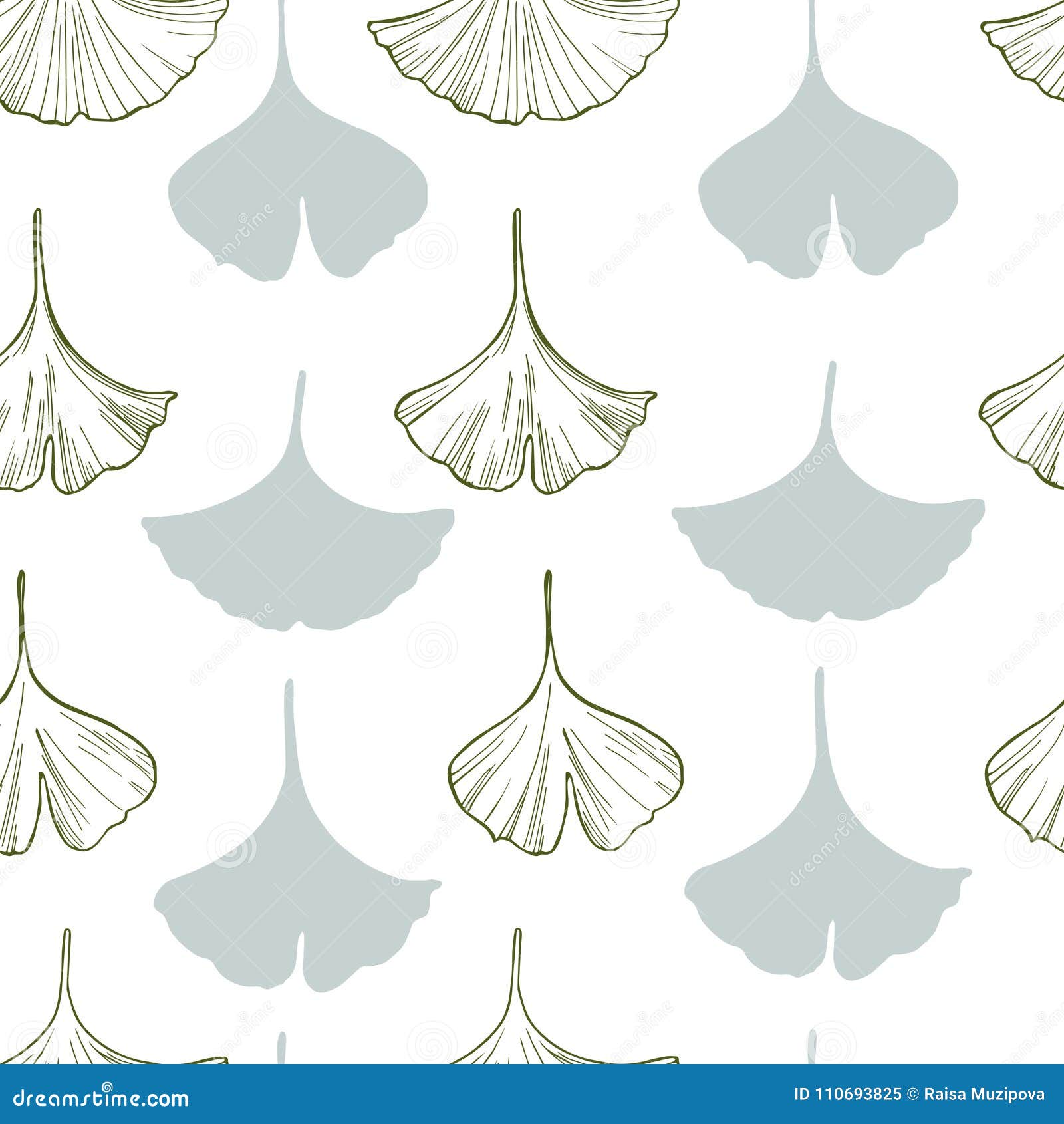 Ginkgo Leaves. Vector Seamless Pattern Stock Vector - Illustration of ...