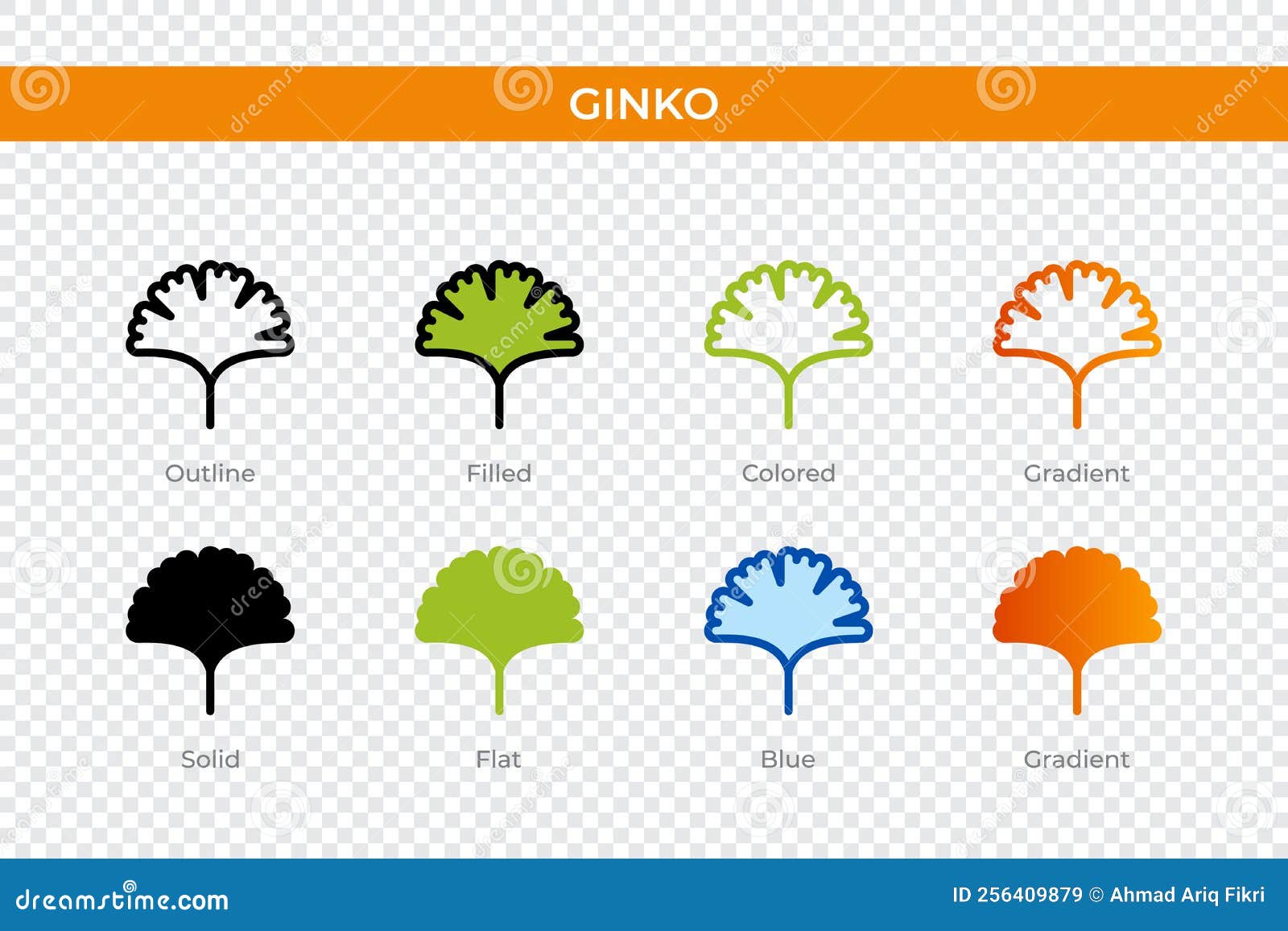 Ginko Icon in Different Style. Ginko Vector Icons Designed in Outline ...