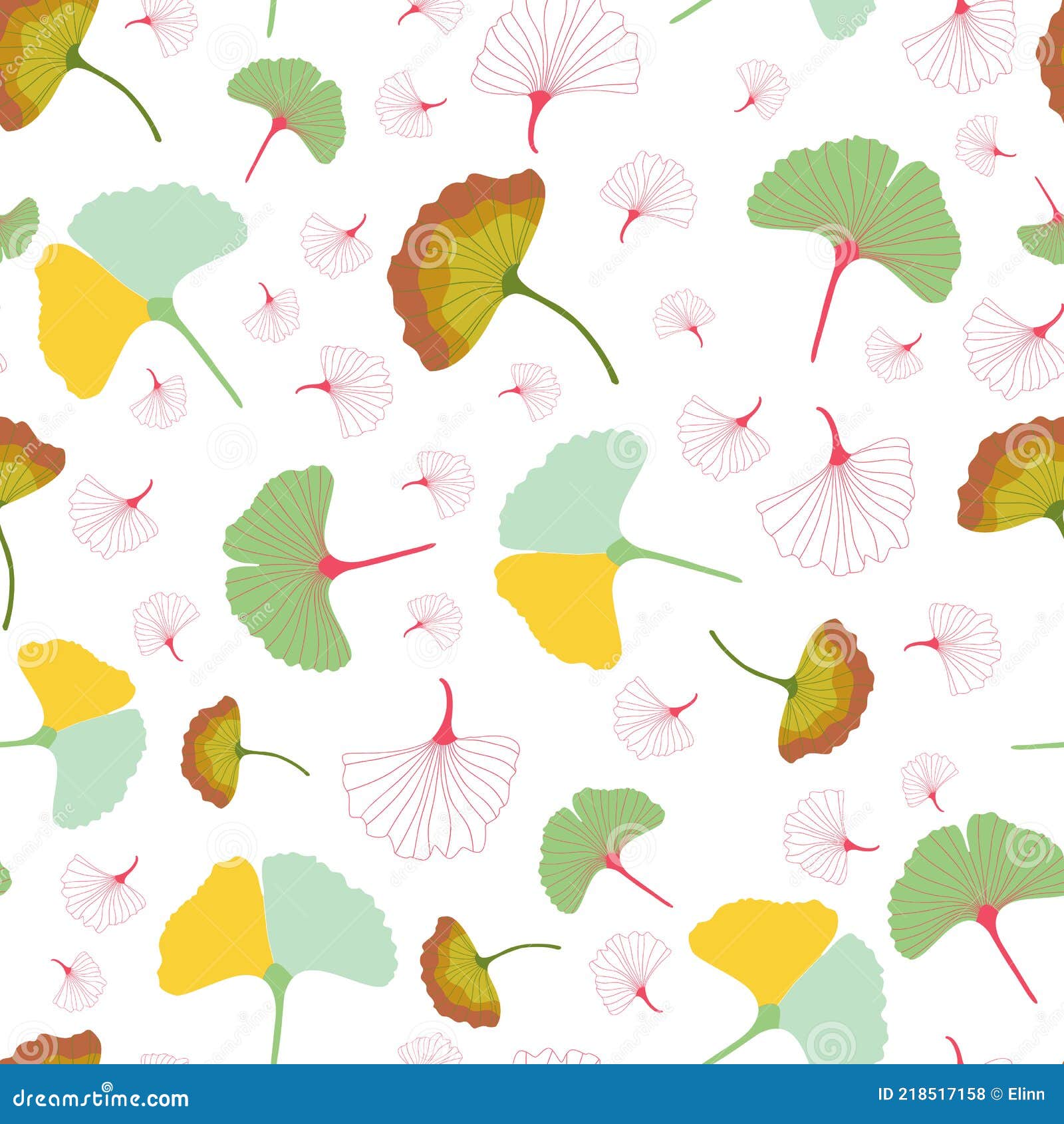 Ginko Leaf Vector Repeat Pattern on White Background Stock Vector ...