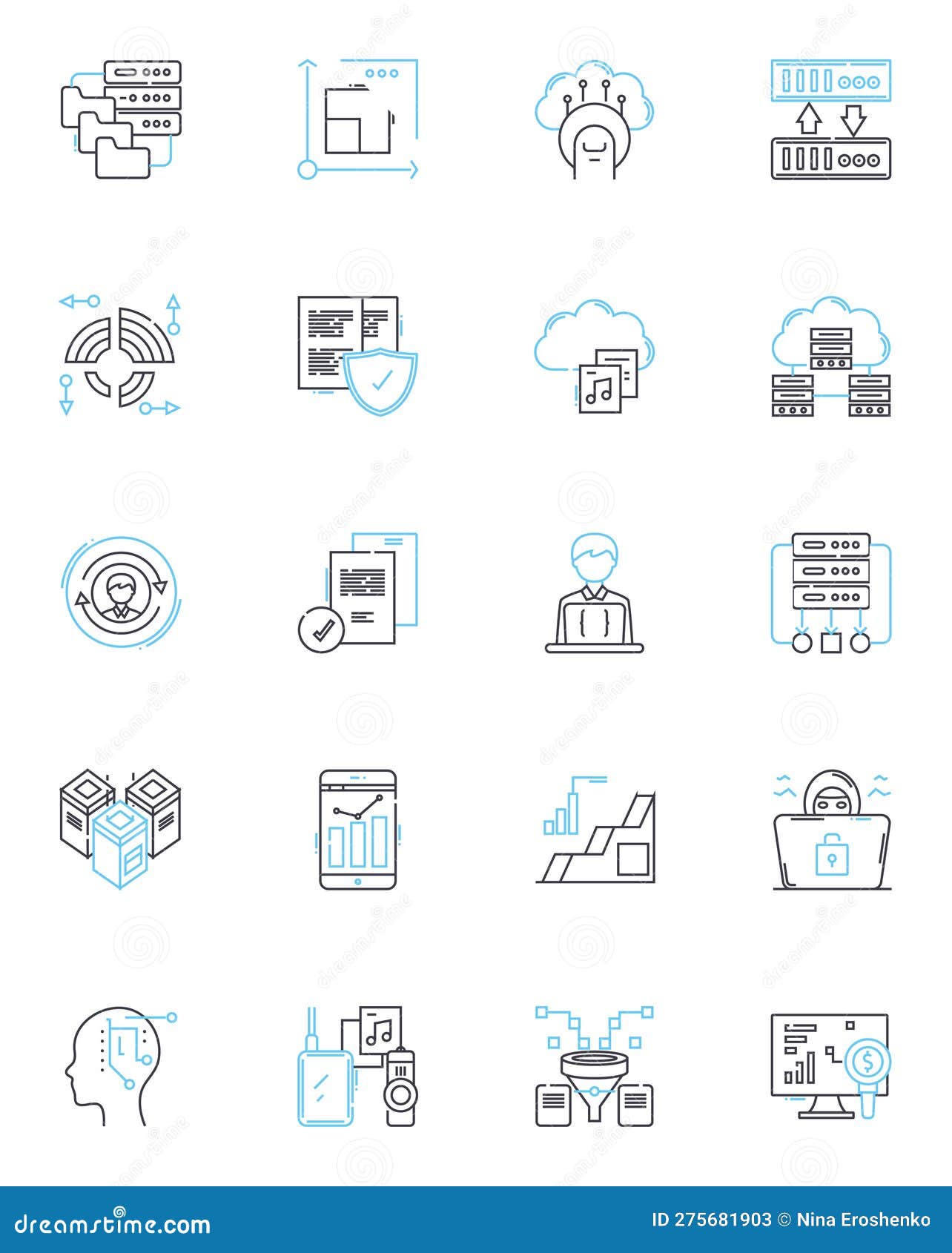 Ginormous Knowledge Linear Icons Set. Vast, Extensive, Comprehensive ...