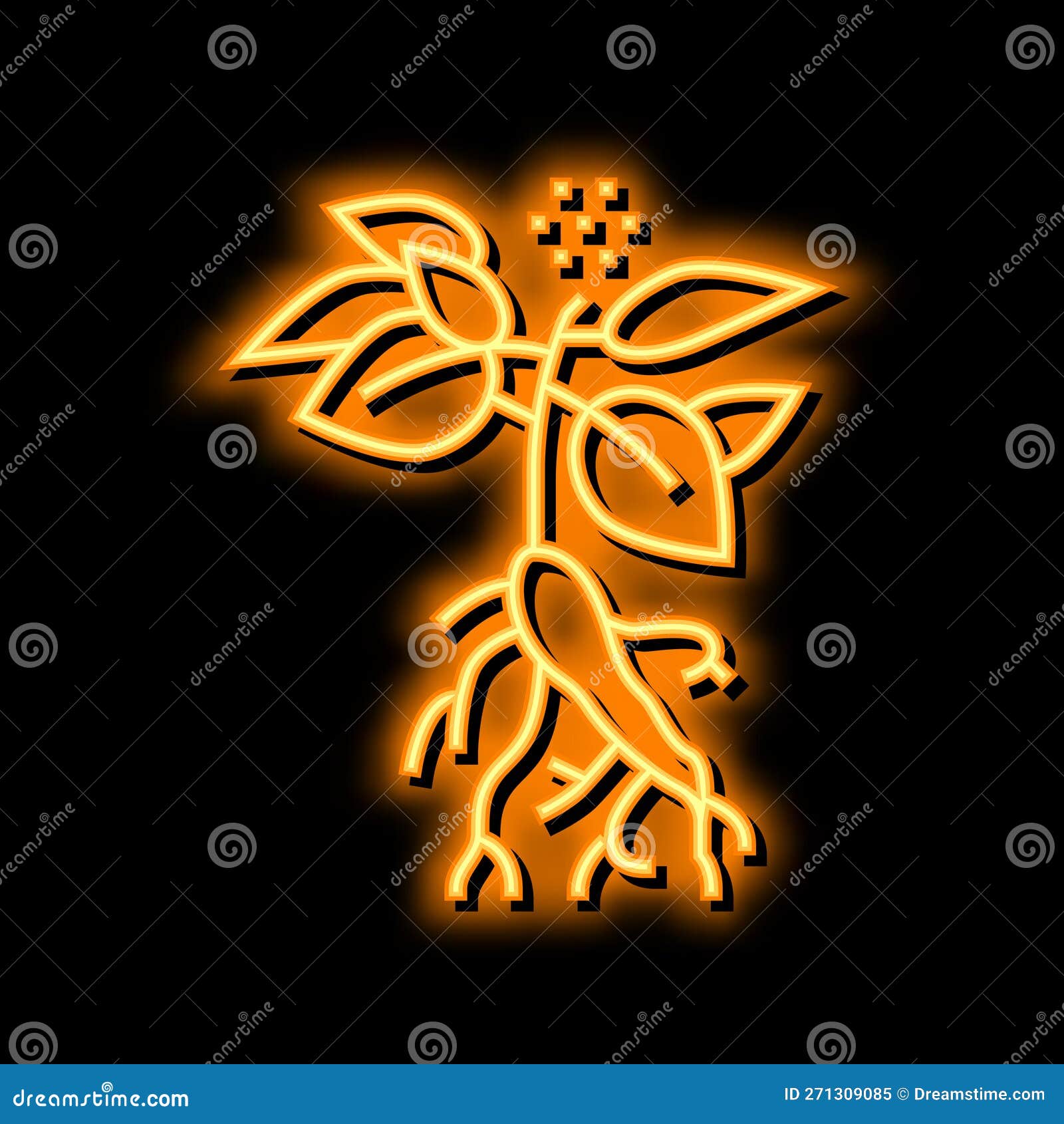 Ginseng Plant Neon Glow Icon Illustration Stock Vector - Illustration ...