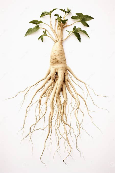 Ginseng Root with Roots on White Background Stock Illustration ...