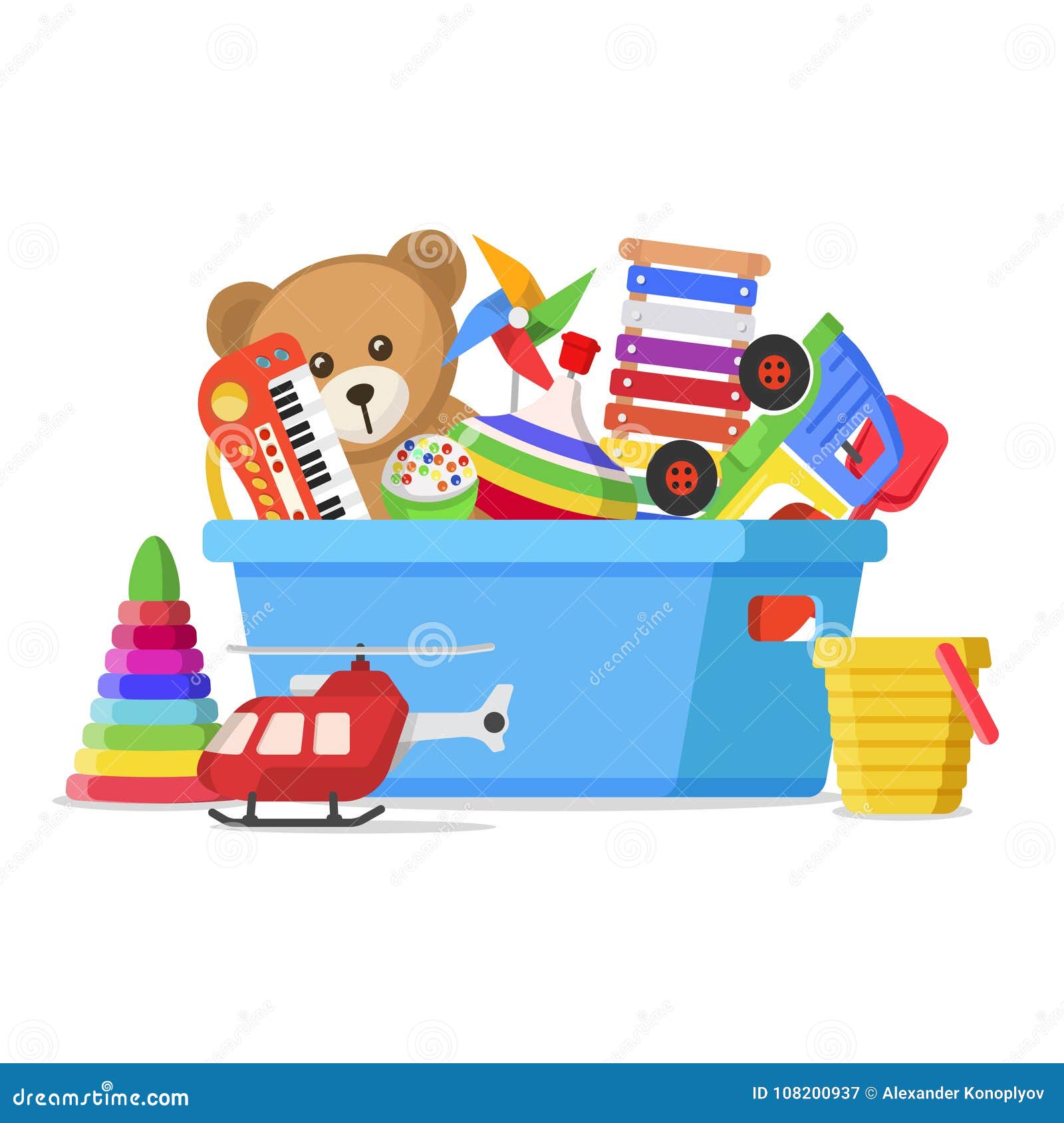 Giocattoli Dei Bambini in Una Scatola Illustrazione Vettoriale ...