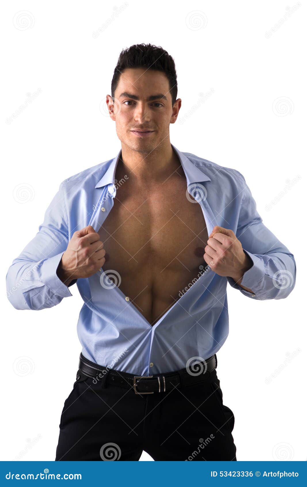 Giovane Che Visualizza Il Suoi ABS E Muscoli Di Pecs Fotografia Stock ...