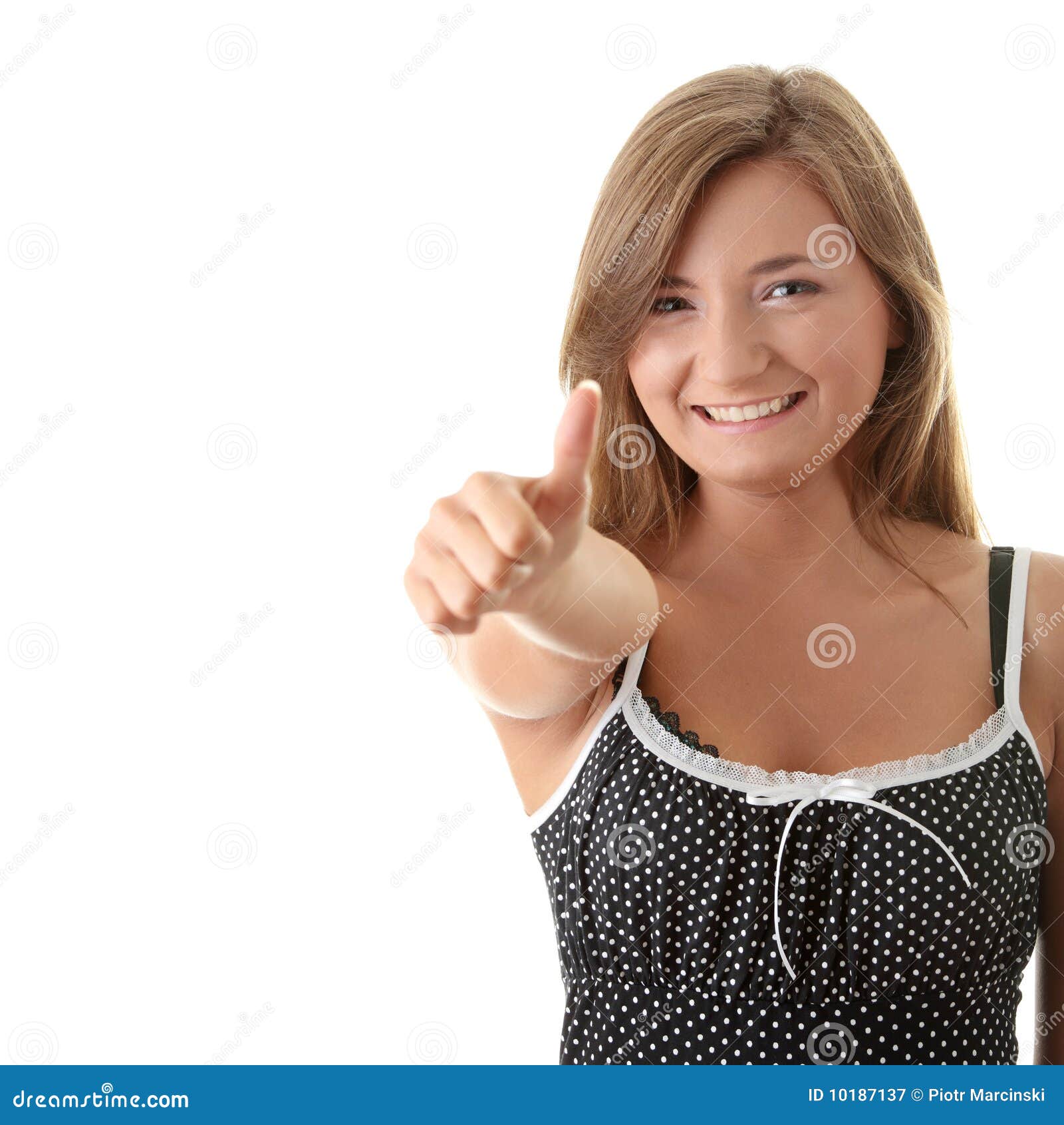 Giovane Donna Con Il Pollice in Su Immagine Stock - Immagine di ragazza ...