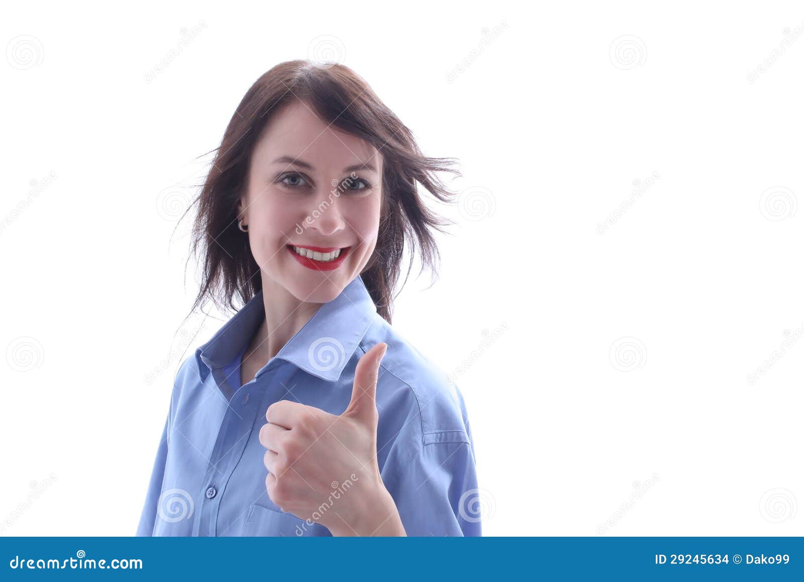 Giovane Donna Con Il Pollice Su Fotografia Stock - Immagine di femmina ...