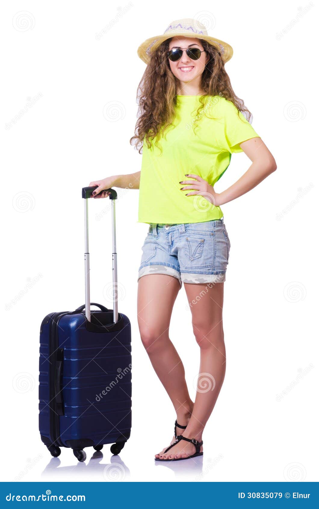 Giovane Donna Con La Valigia Immagine Stock - Immagine di caucasico ...
