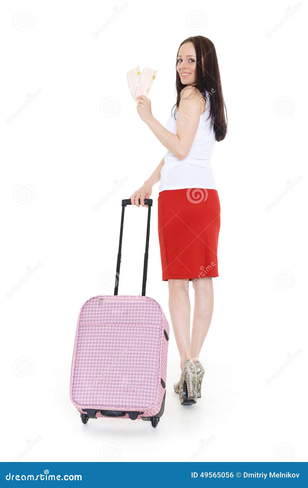 Giovane Donna Con La Valigia Fotografia Stock - Immagine di festa ...