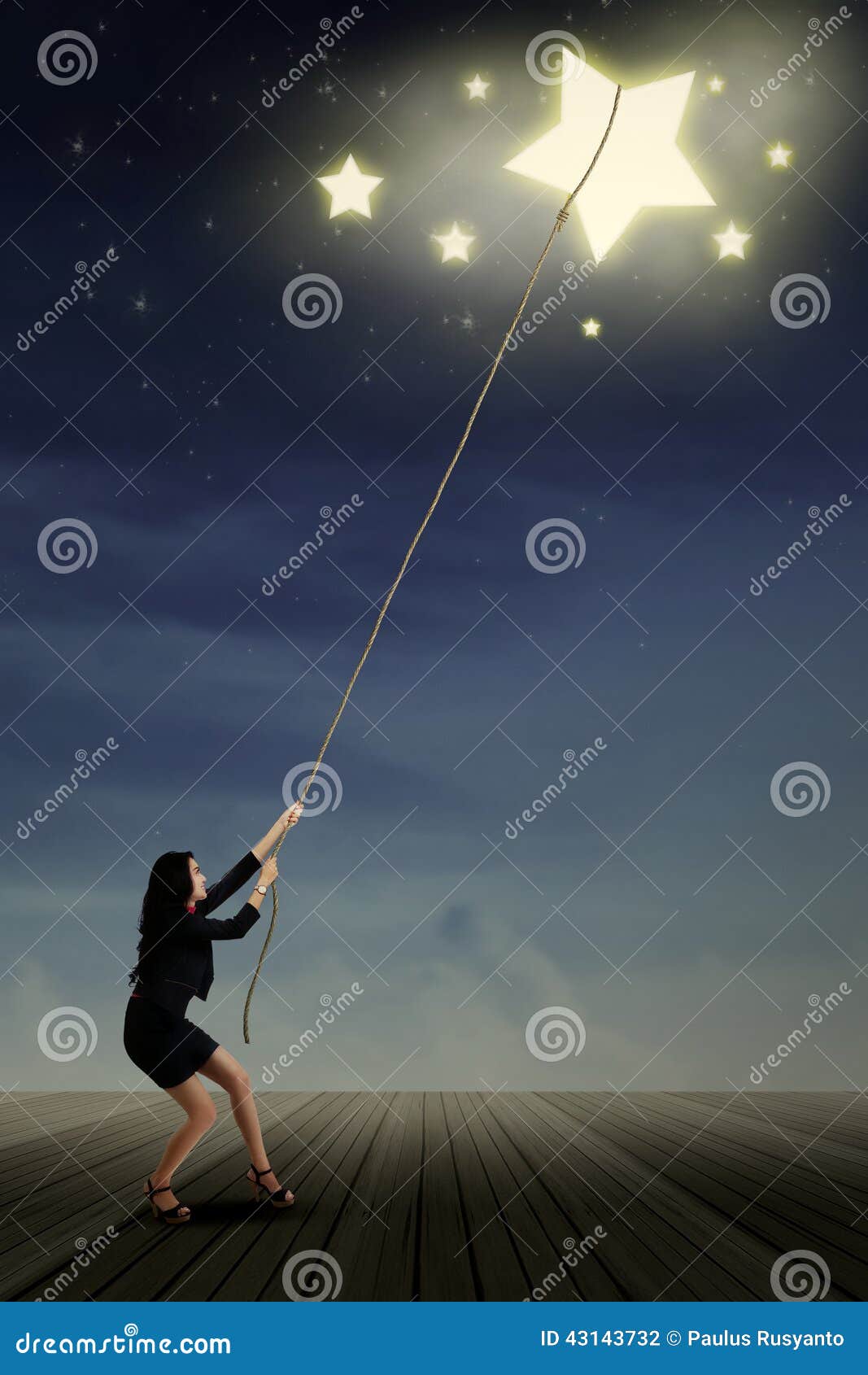 Giovane Donna Di Affari Che Prende Le Stelle Illustrazione di Stock ...