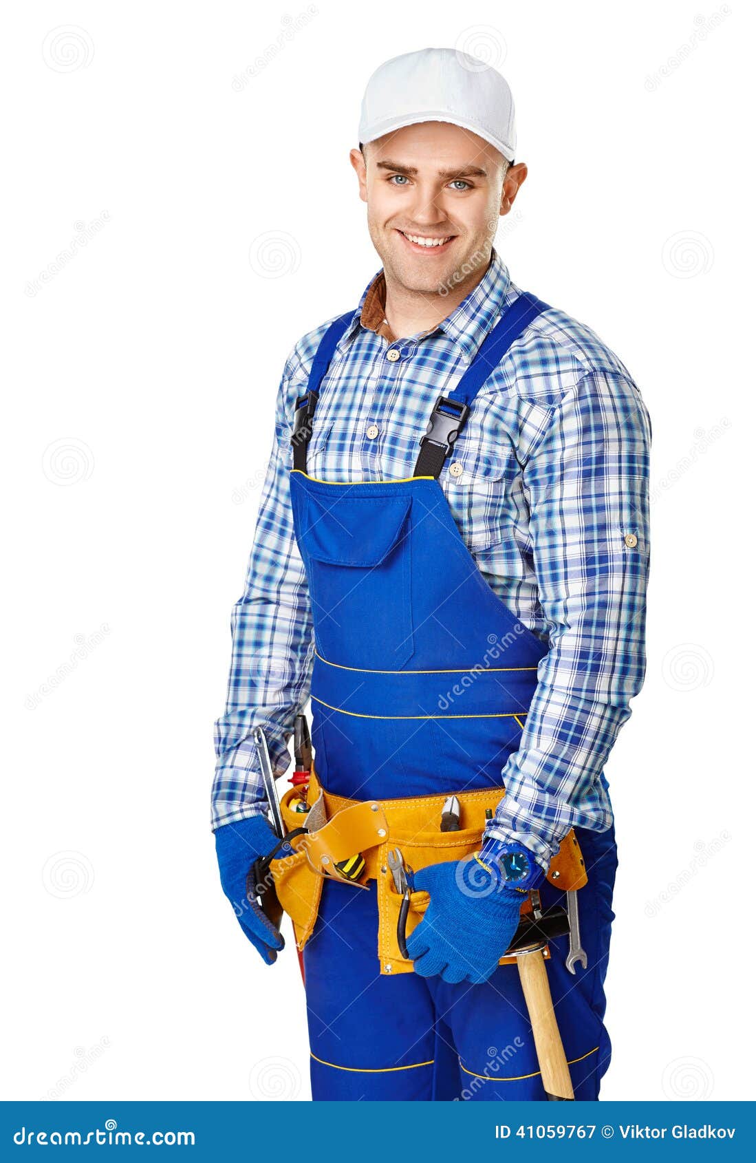 Giovane Muratore Maschio Felice Immagine Stock - Immagine di osservare ...