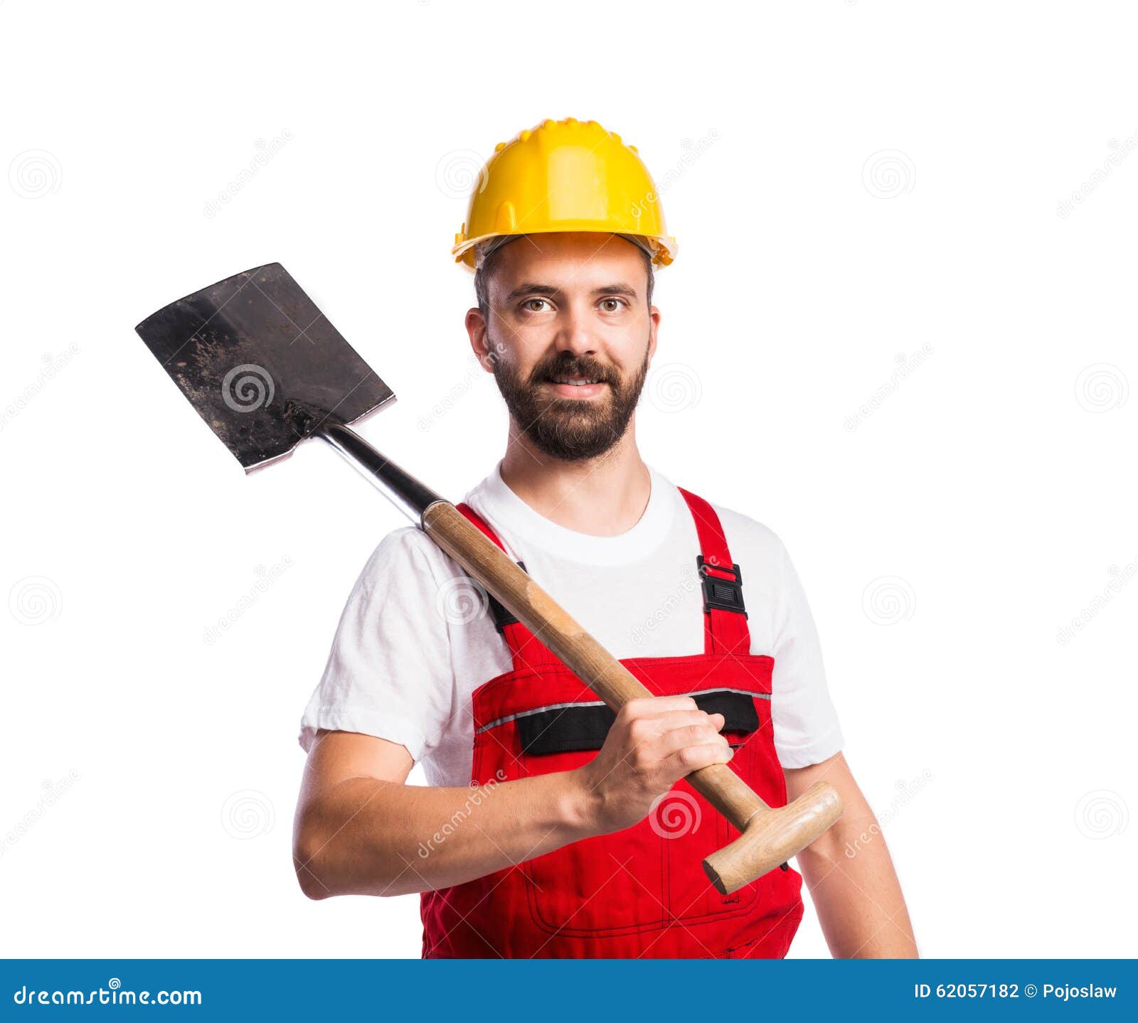 Giovane operaio bello fotografia stock. Immagine di riparatore - 62057182