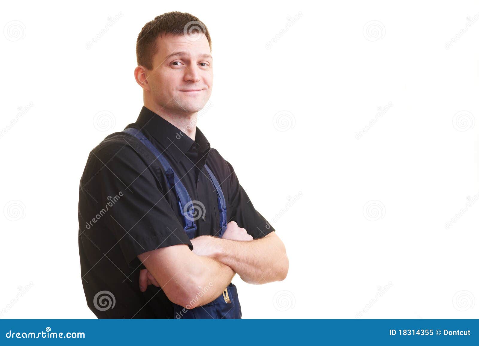 Giovane Operaio Isolato Su Bianco Immagine Stock - Immagine di felice ...