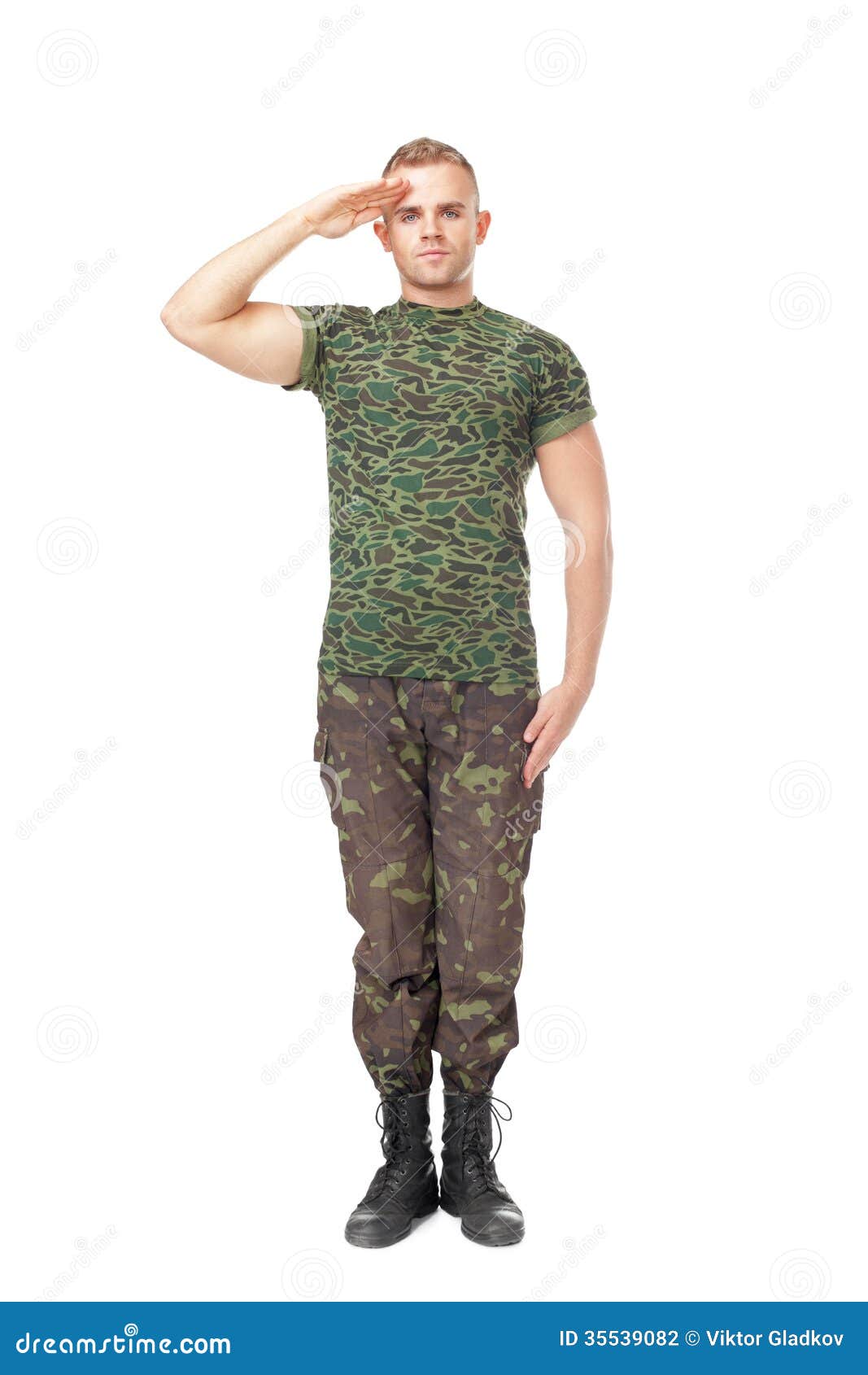 Giovane Saluto Del Soldato Dell'esercito Fotografia Stock - Immagine di ...