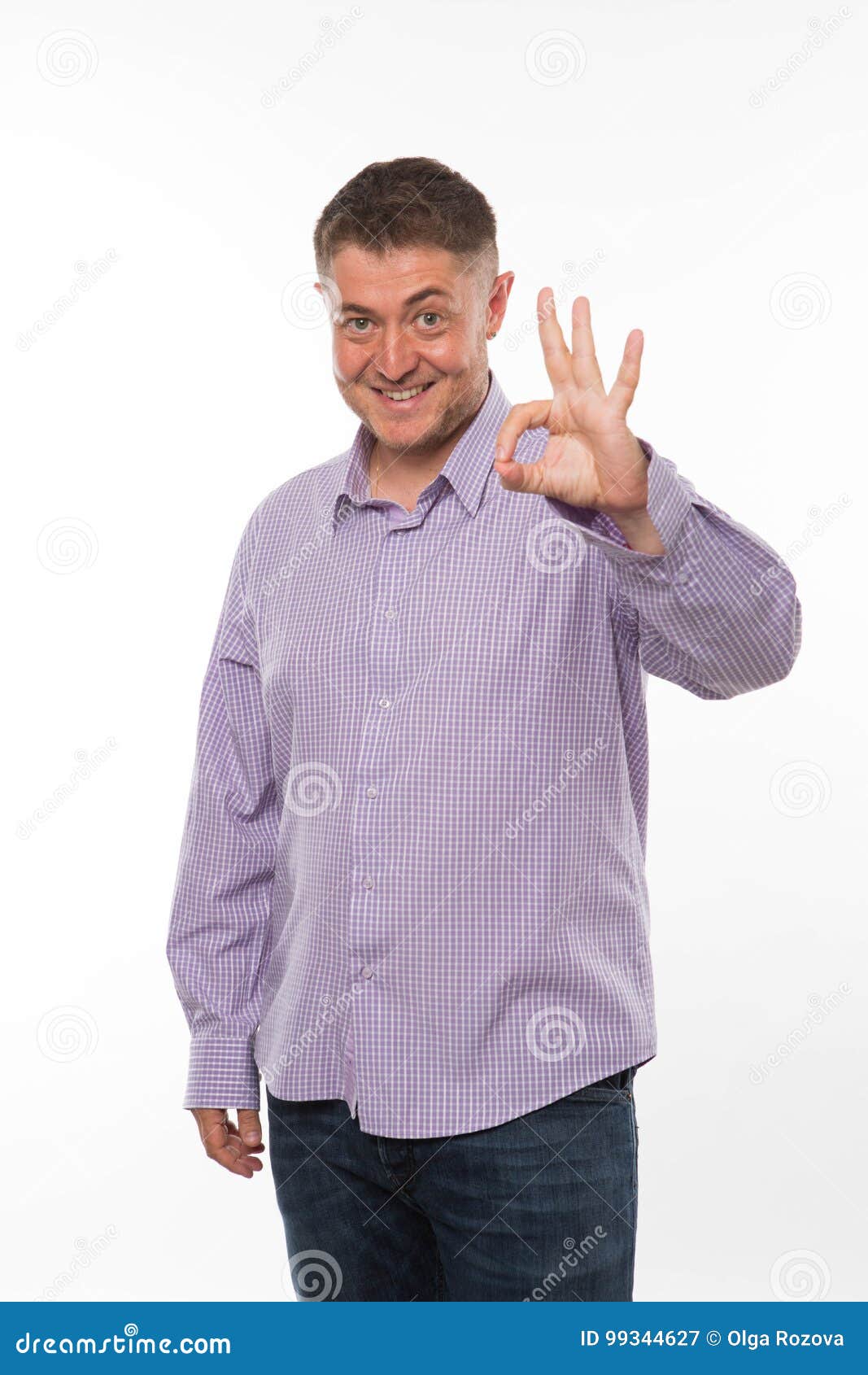 Giovane Uomo Allegro Che Mostra a Mano Immagine Stock - Immagine di ...