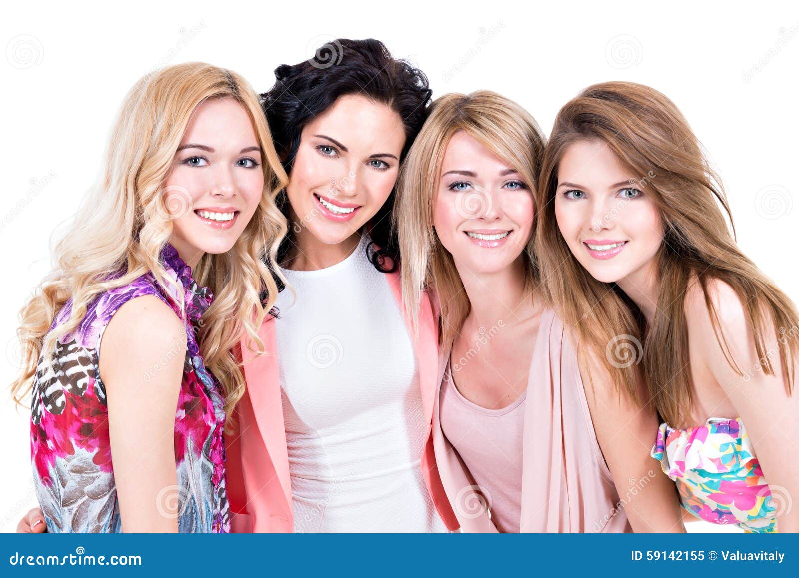 Giovani Belle Donne Sorridenti Del Gruppo Immagine Stock - Immagine di ...