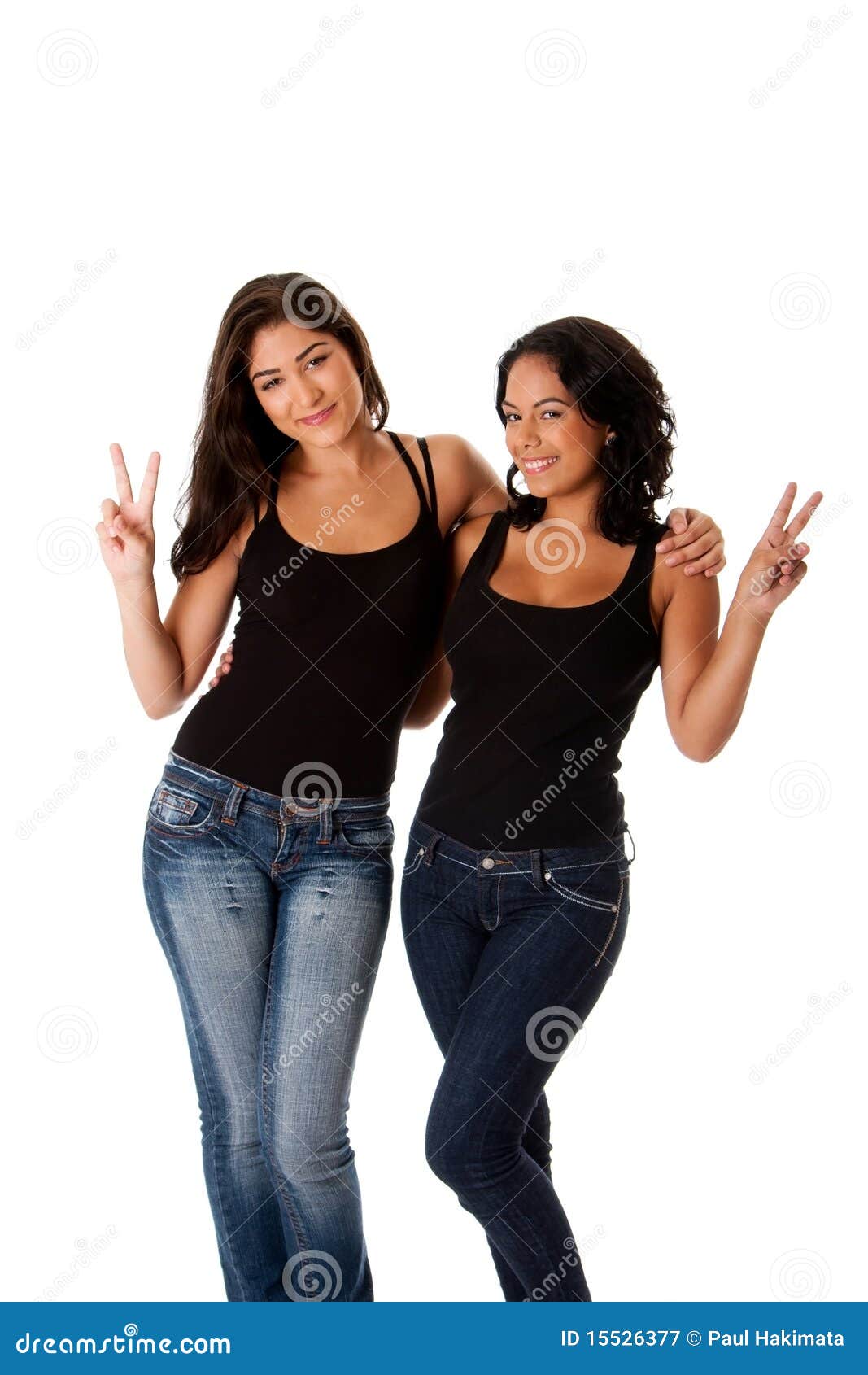 Giovani Ragazze Felici Di Pace Immagine Stock - Immagine di ragazze ...