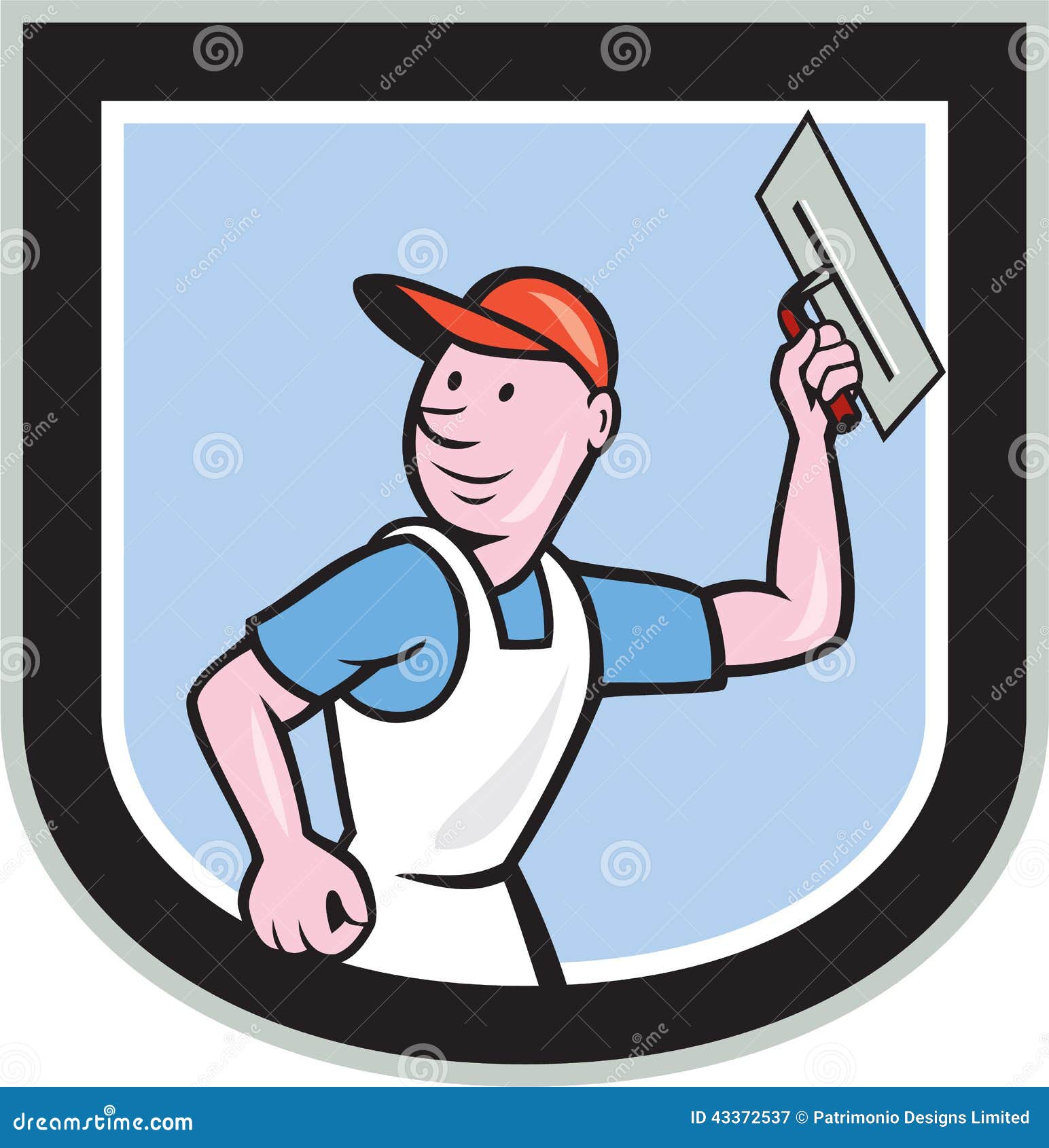 Gipser-Masonry Worker Shield-Karikatur Stock Abbildung - Illustration ...