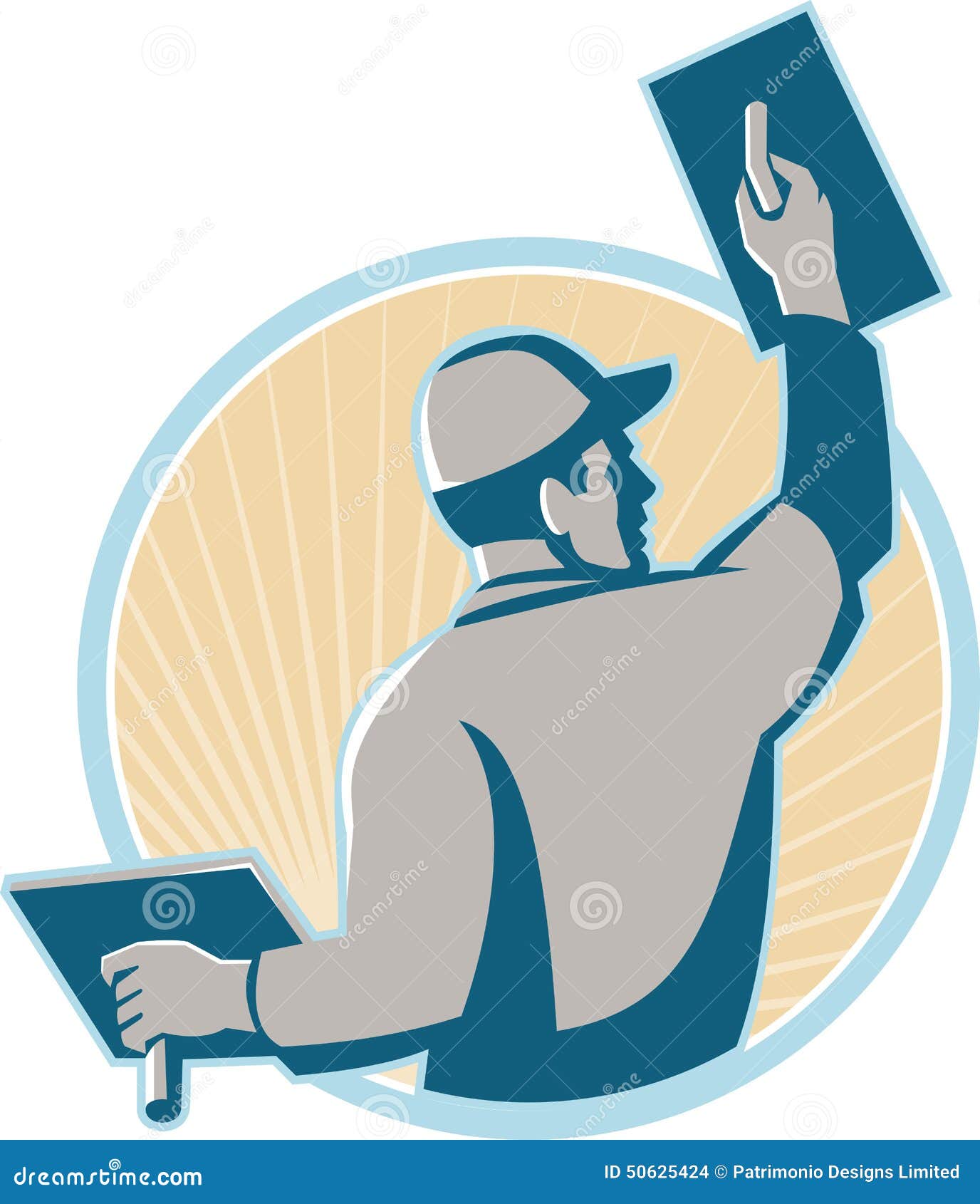 Gipser Trowel Circle Retro stock abbildung. Illustration von abbildung ...