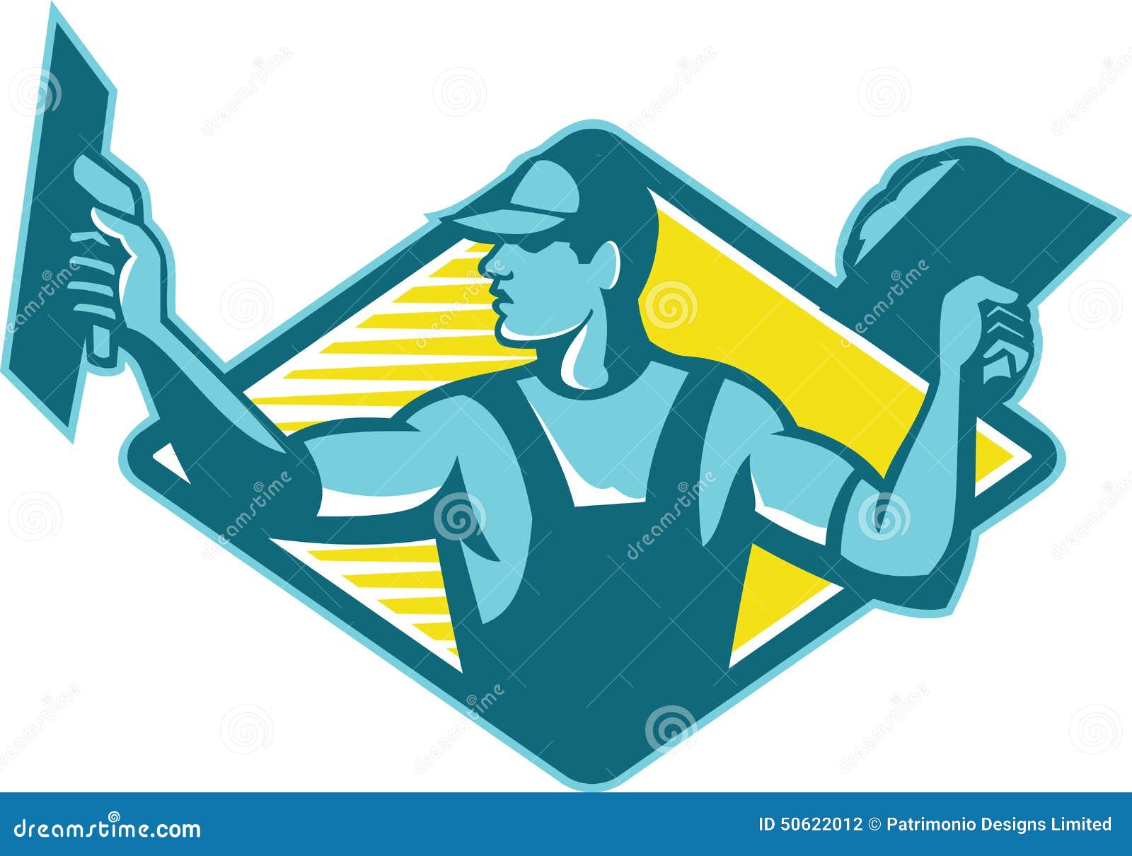 Gipser Worker Tradesman Plastering Retro- Vektor Abbildung ...