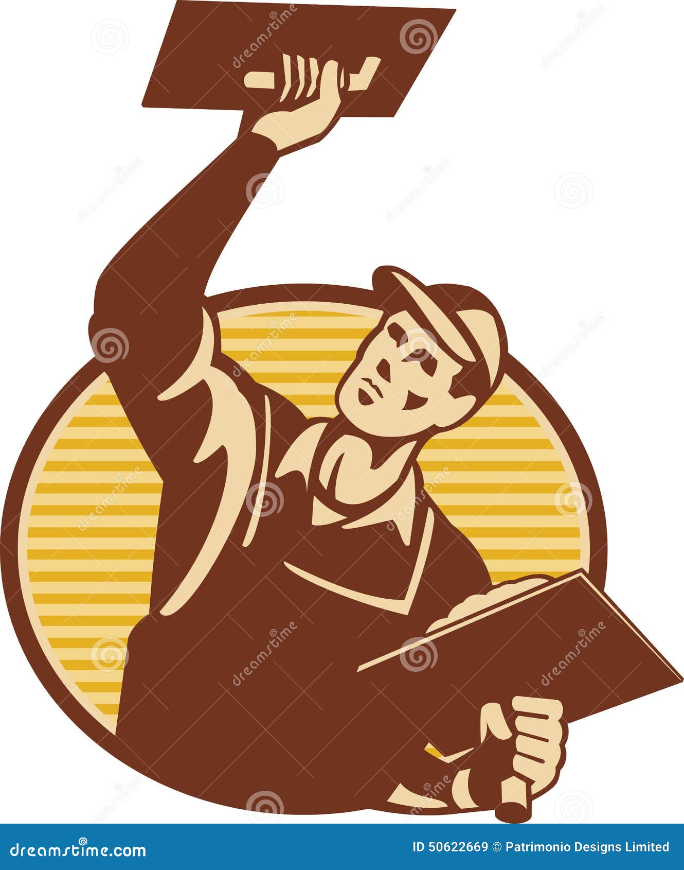 Gipser Worker Tradesman Plastering Retro- Vektor Abbildung ...