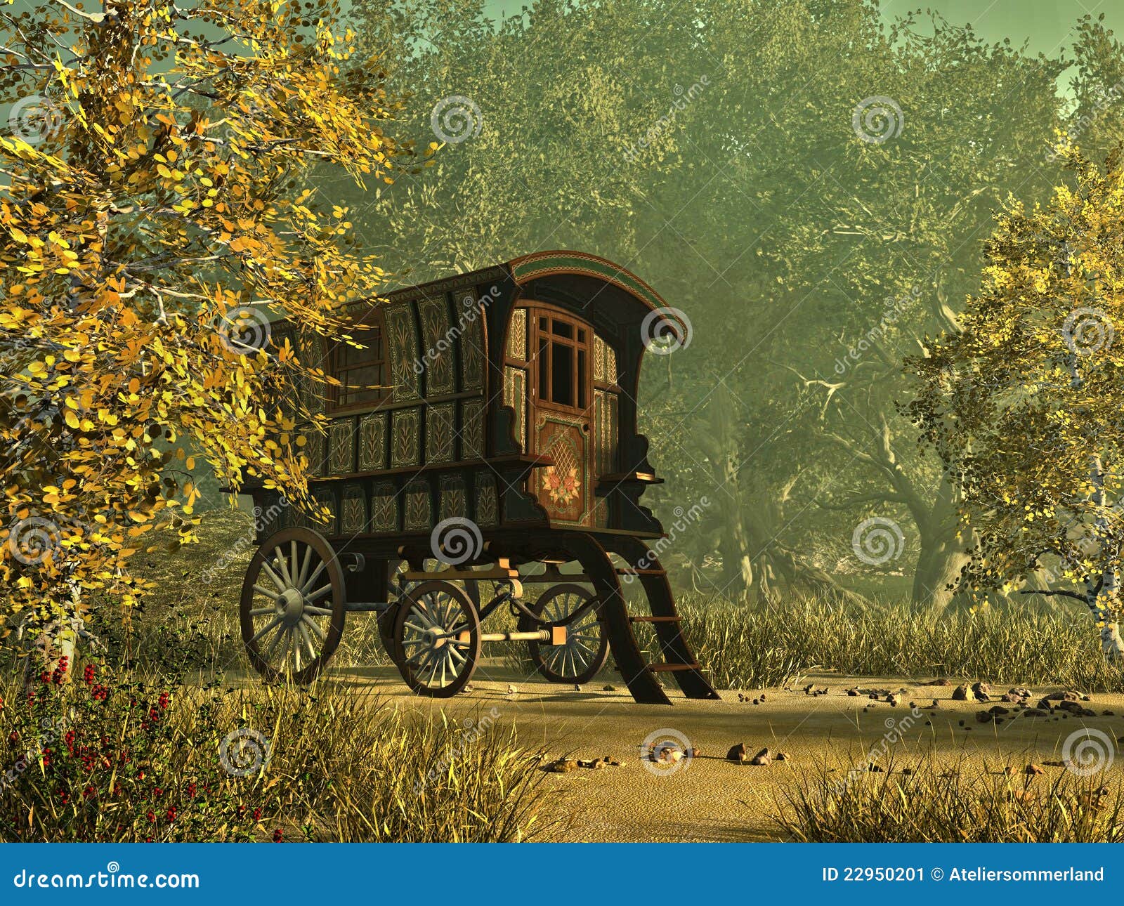Gypsy Caravan Wagon Cartoon Vector | CartoonDealer.com #8327397