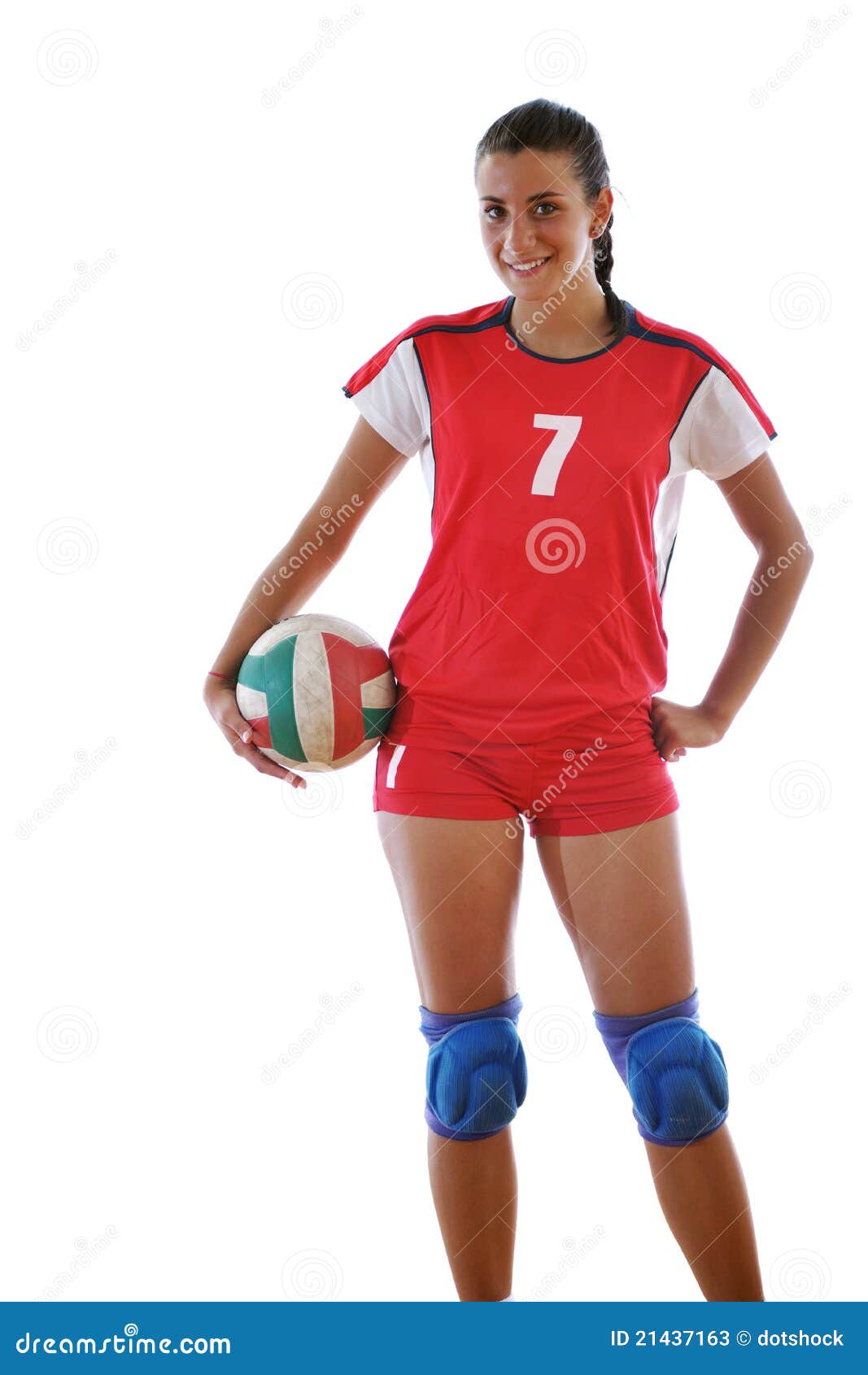 Girl Volleyball Player And Setter Setting The Ball For A Spiker During ...