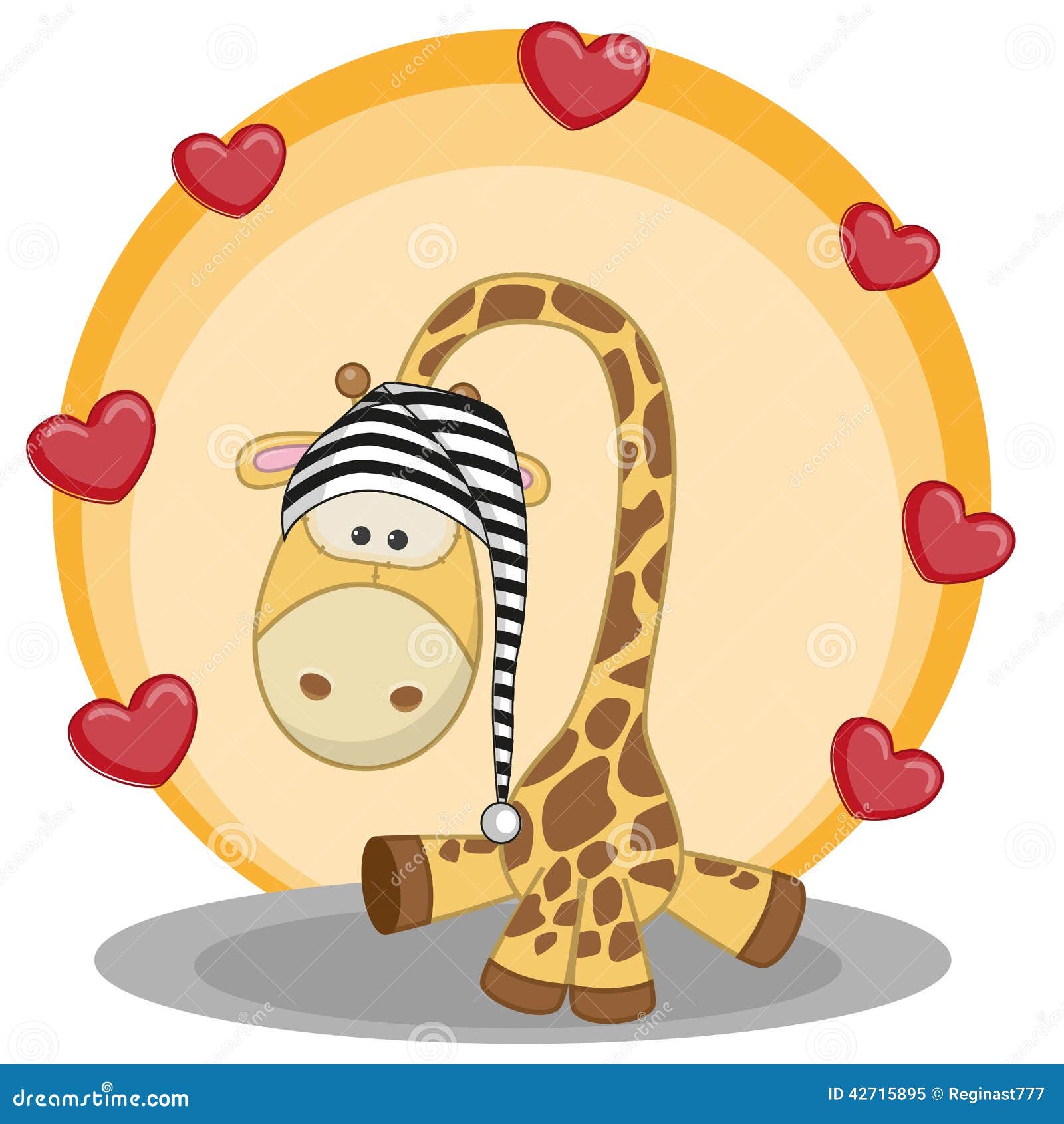 Girafe avec des coeurs illustration de vecteur. Illustration du ...