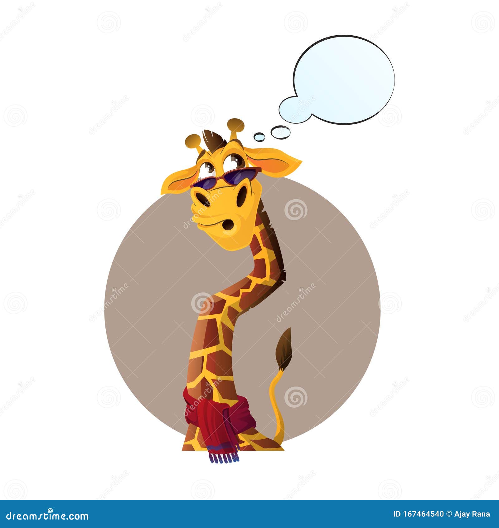 Cute Giraffe Thinking about Something Vector Illustartion Stock Vector ...