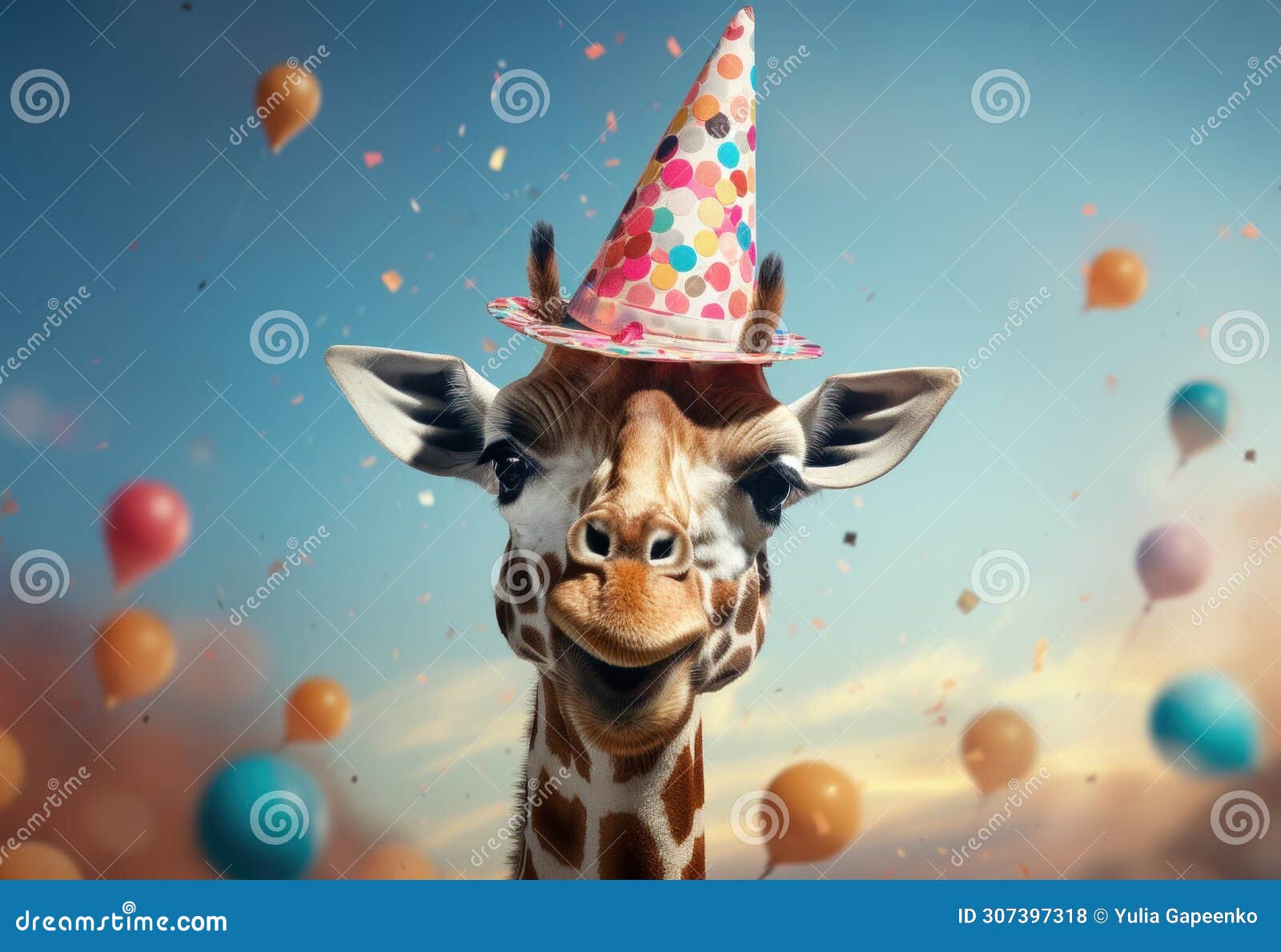 A Giraffe in a Birthday Hat Stock Photo - Image of longnecked, safari ...