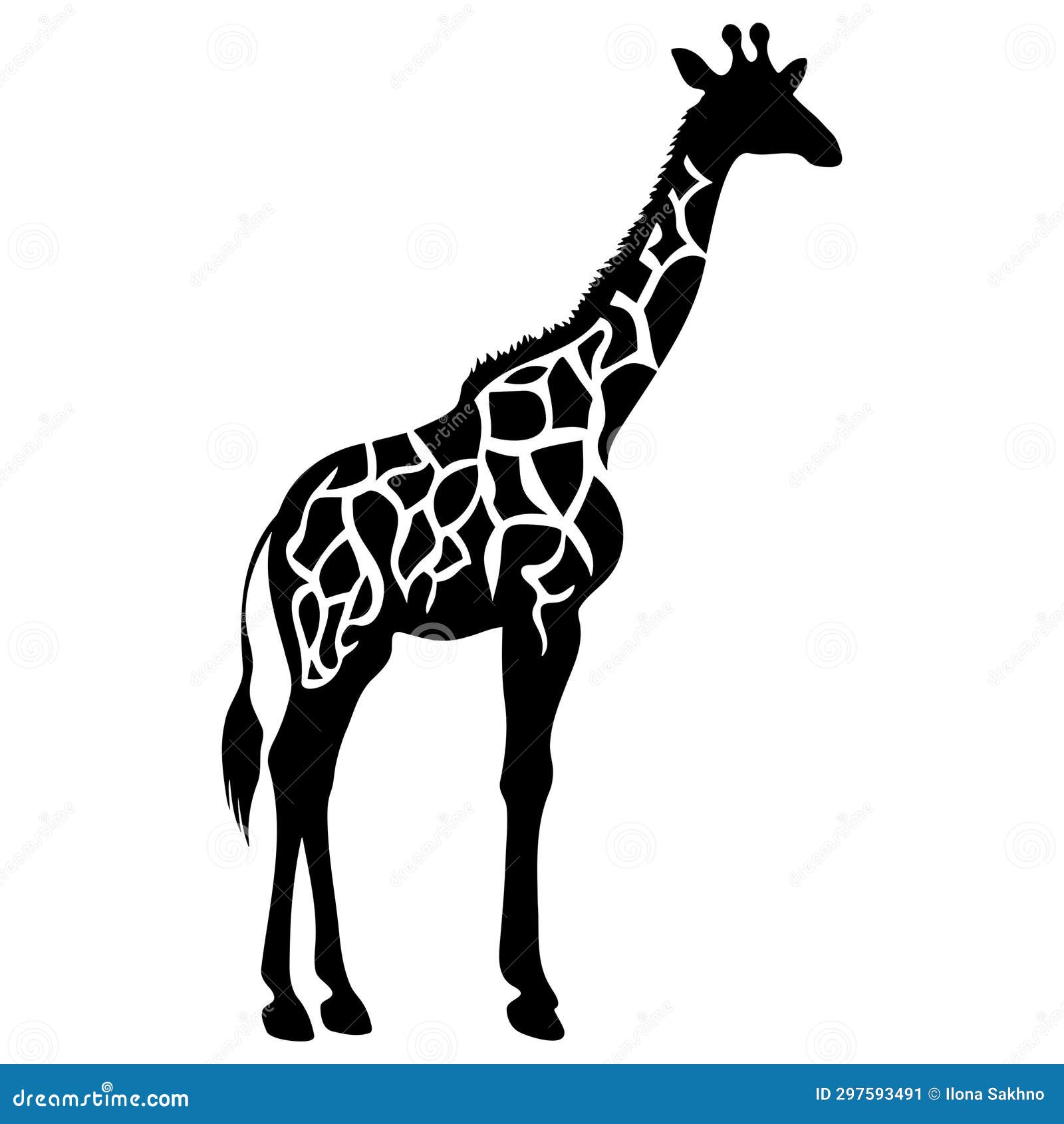 Giraffe Black and White Drawing Stock Vector - Illustration of isolated ...