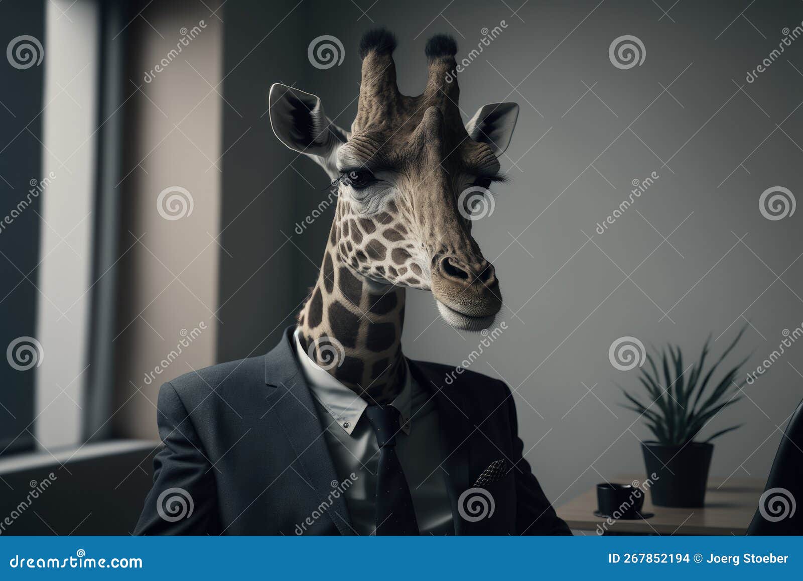 A Giraffe in a Business Suit at the Office, Generative AI Stock ...