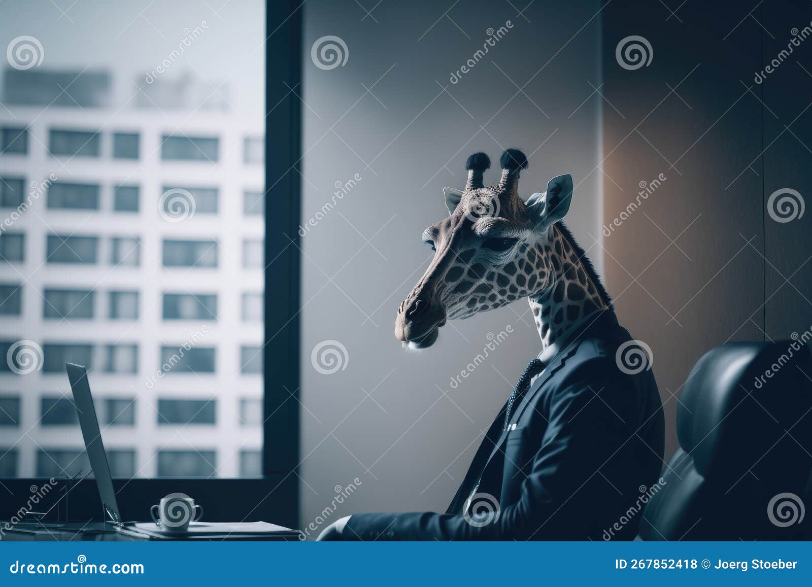 A Giraffe in a Business Suit at the Office, Generative AI Stock ...