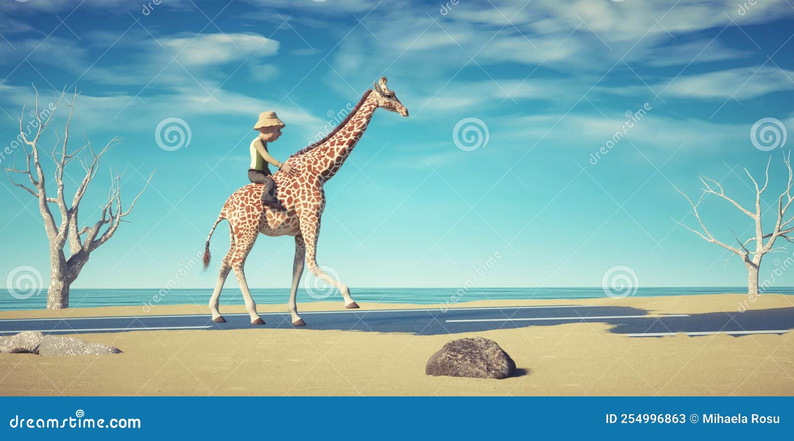 Giraffe carries old man stock illustration. Illustration of young ...