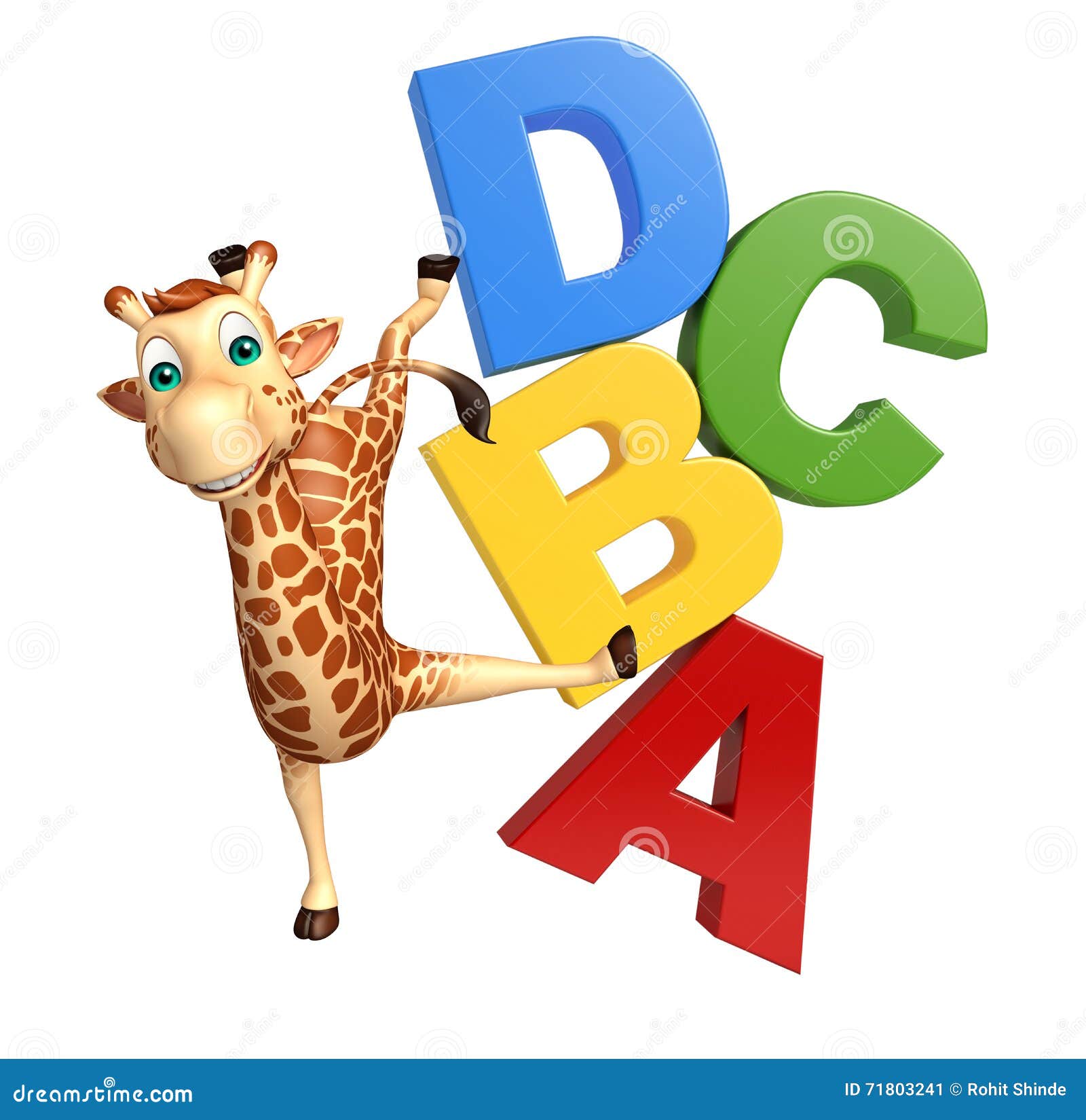 Giraffe Cartoon Character With Abcd Sign | CartoonDealer.com #71803241