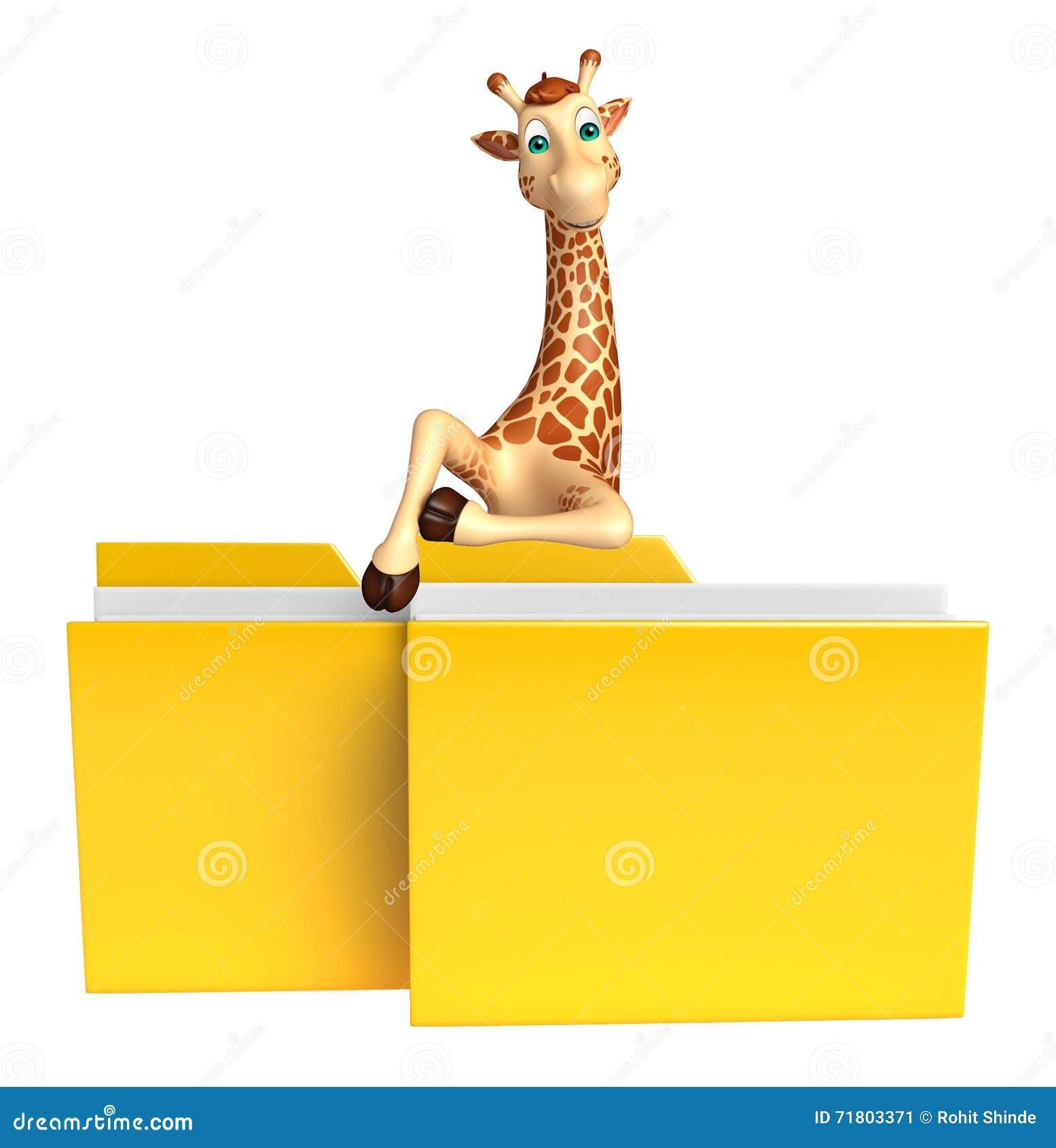 Giraffe Cartoon Character with Folder Stock Illustration - Illustration ...