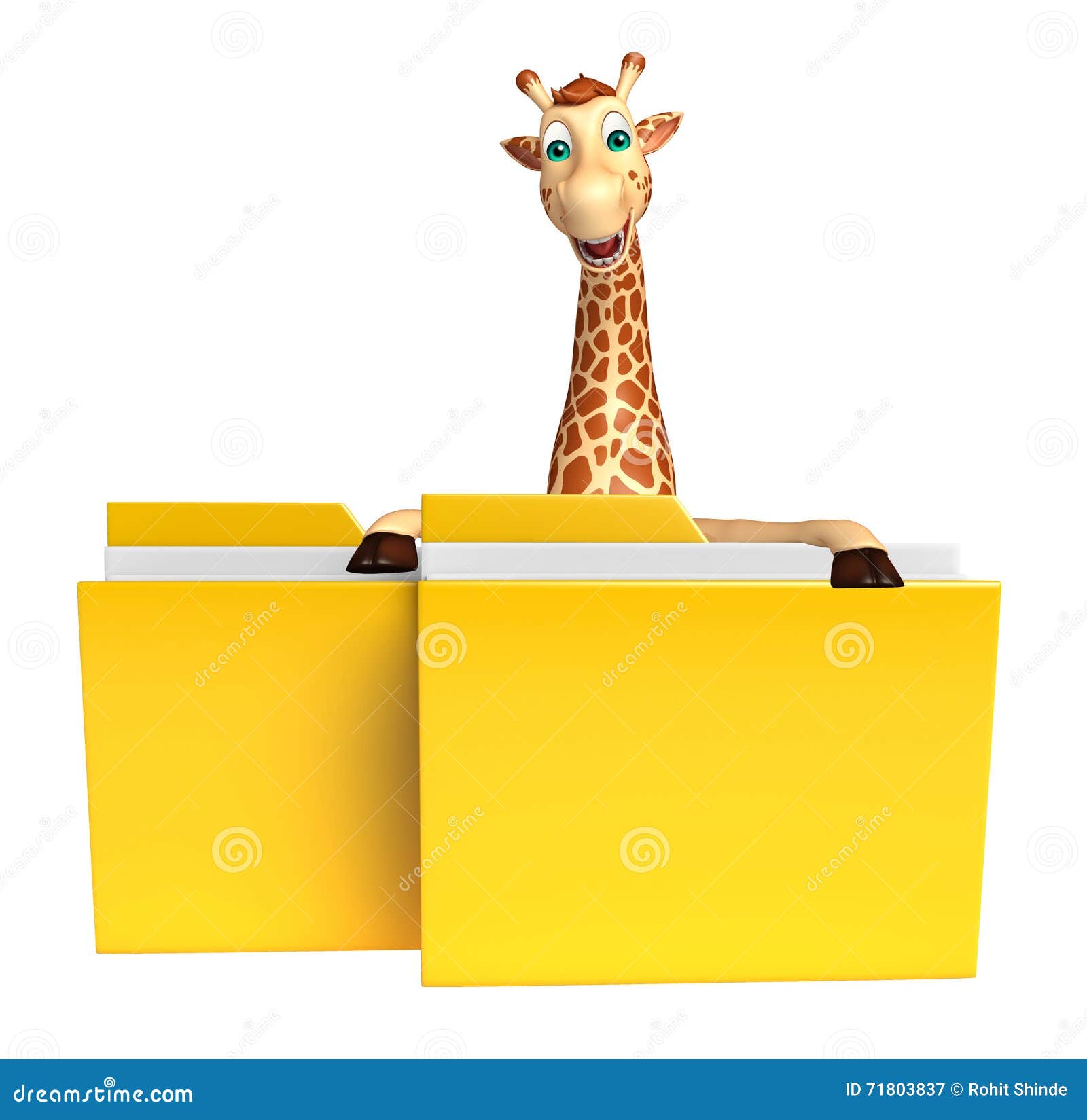 Giraffe Cartoon Character with Folder Stock Illustration - Illustration ...