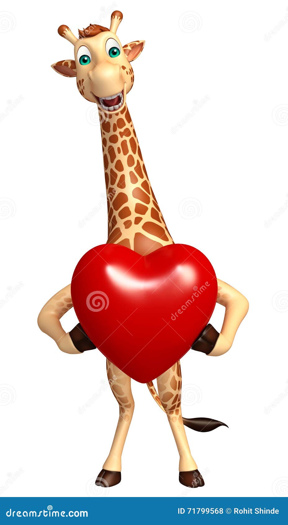 Giraffe Cartoon Character with Heart Stock Illustration - Illustration ...
