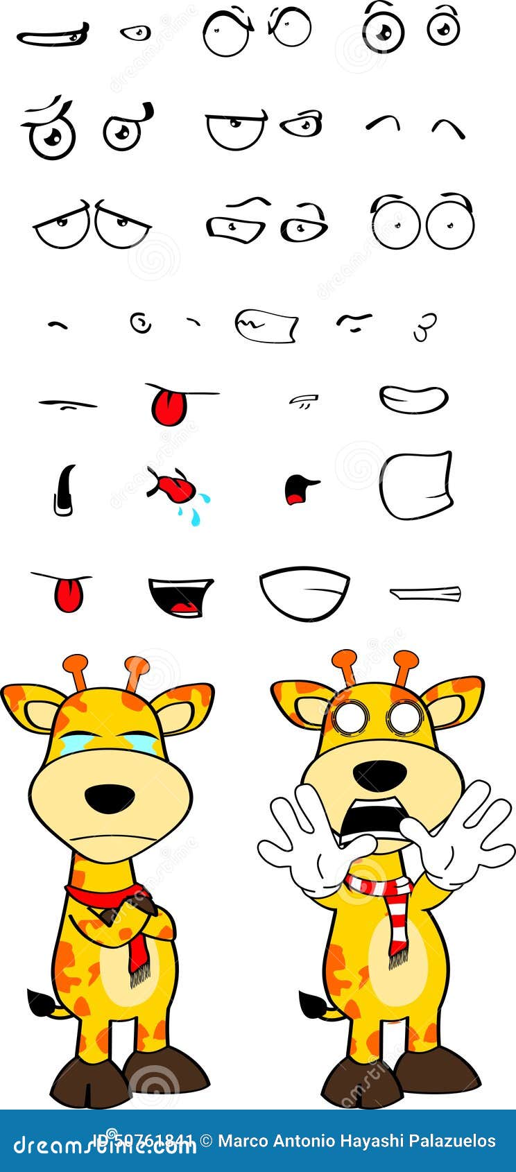 Giraffe Cartoon Expressions Set Crying Stock Vector - Illustration of ...