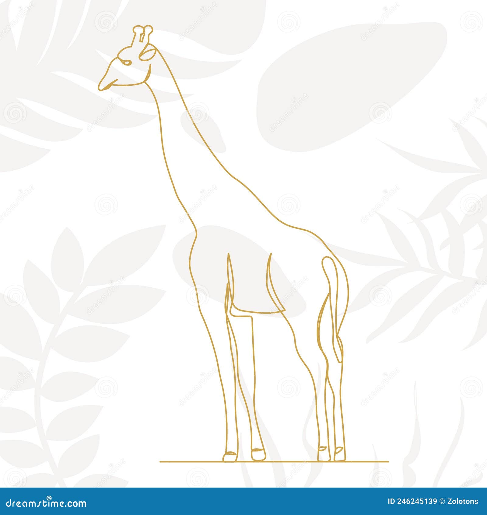 Giraffe Continuous Line Drawing, Sketch, on Abstract Background Stock ...