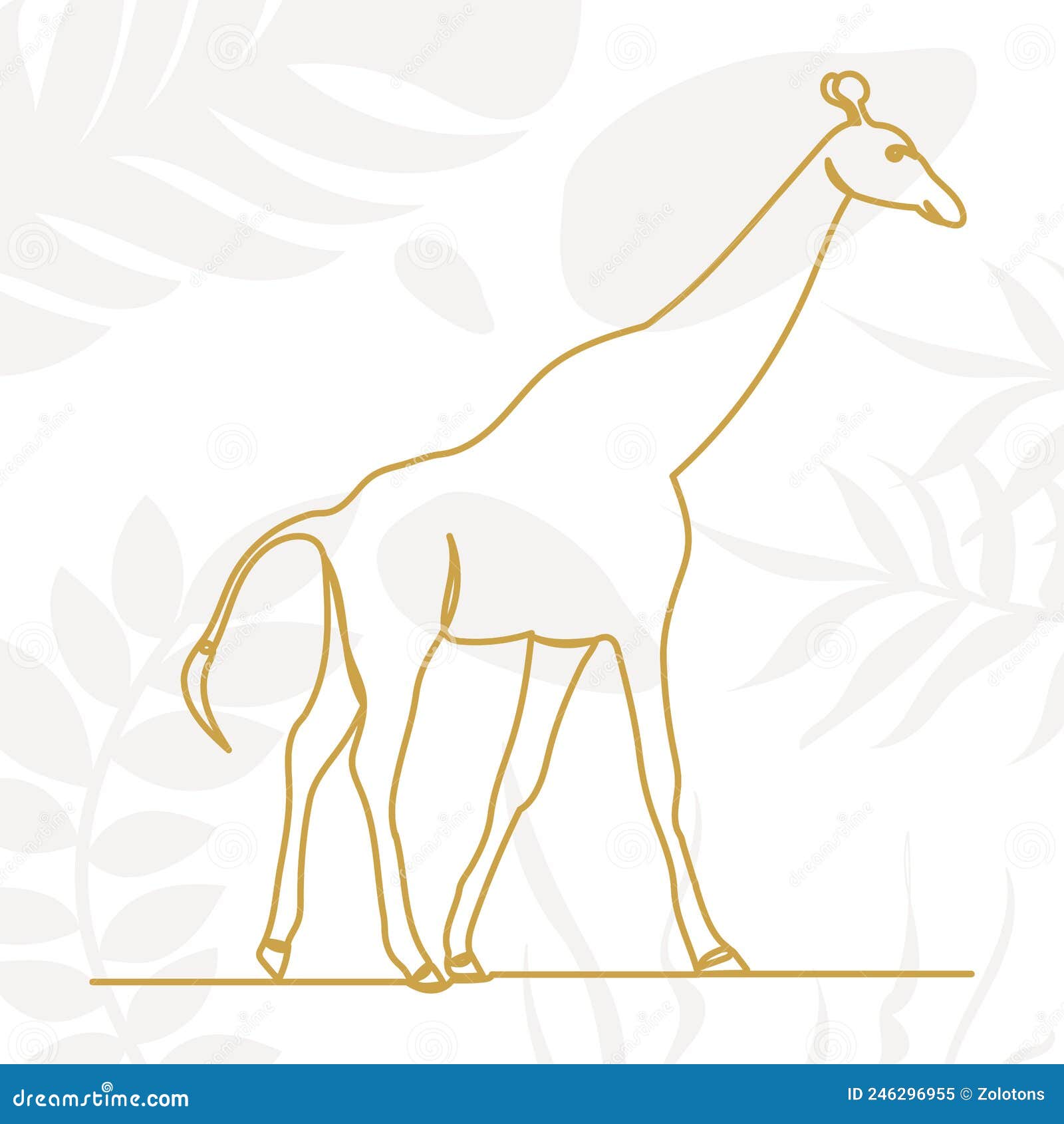 Giraffe Continuous Line Drawing, Sketch, on Abstract Background Stock ...