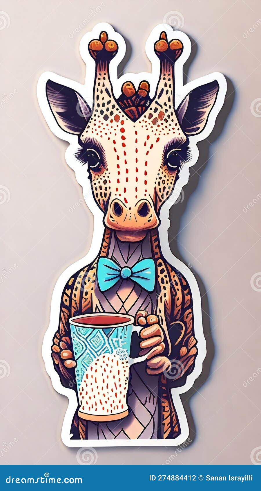 Giraffe with a Cup of Coffee in His Hand. Vector Illustration Stock ...